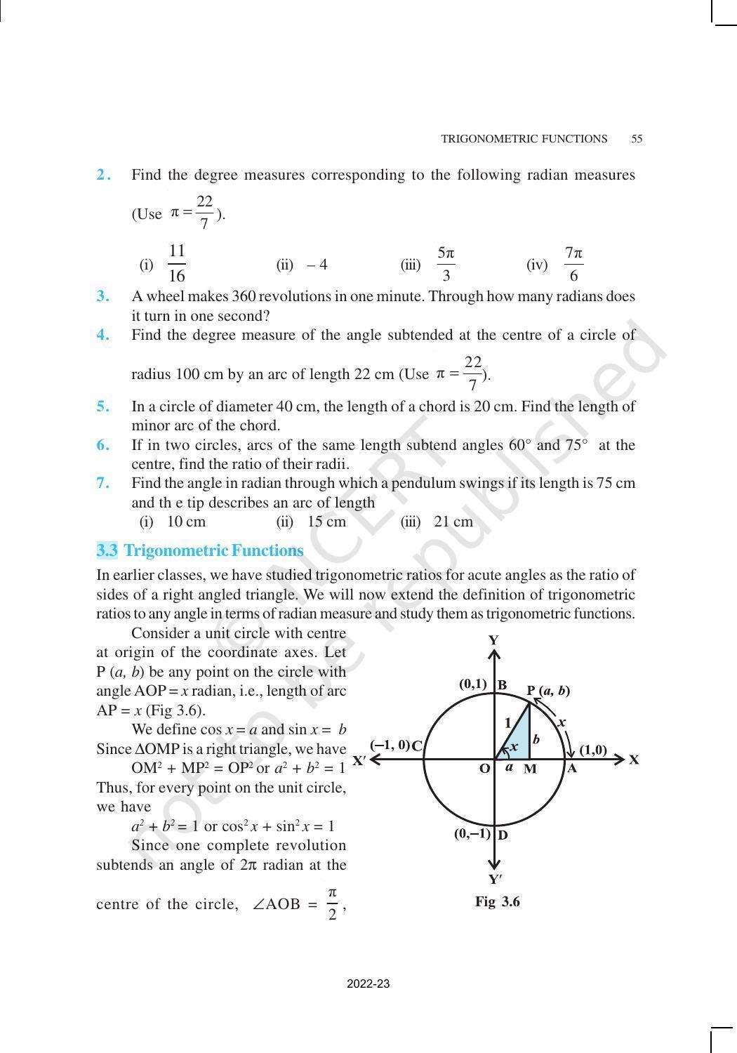 NCERT Book for Class 11 Maths Chapter 3 Trigonometric
