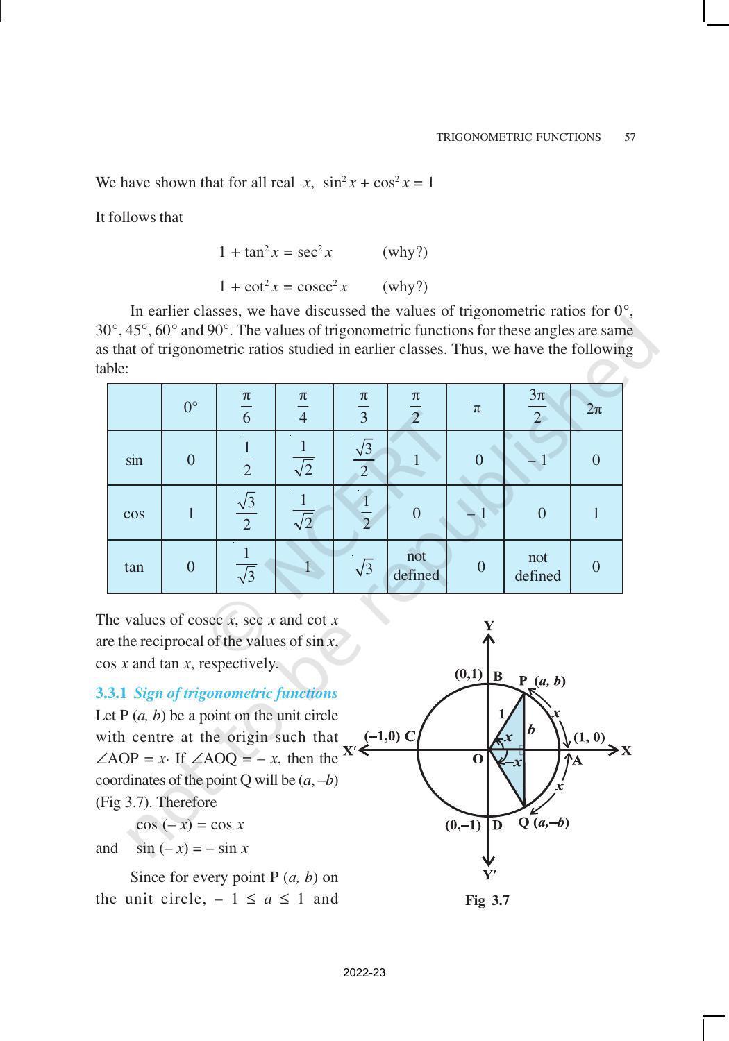 NCERT Book for Class 11 Maths Chapter 3 Trigonometric