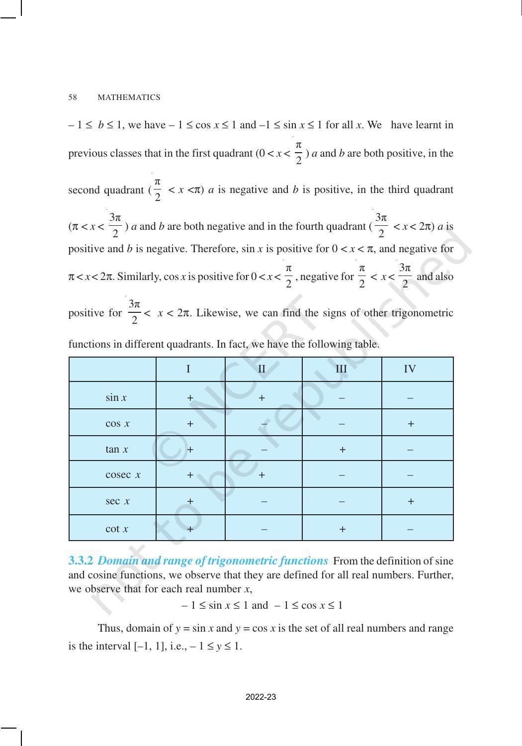 NCERT Book for Class 11 Maths Chapter 3 Trigonometric
