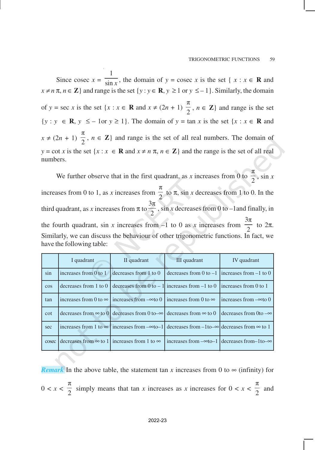 NCERT Book for Class 11 Maths Chapter 3 Trigonometric
