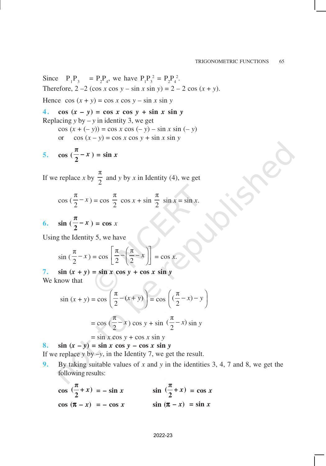 NCERT Book for Class 11 Maths Chapter 3 Trigonometric