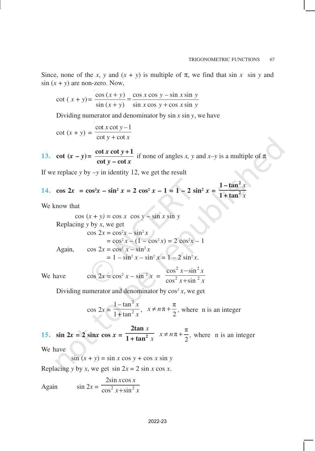 NCERT Book for Class 11 Maths Chapter 3 Trigonometric