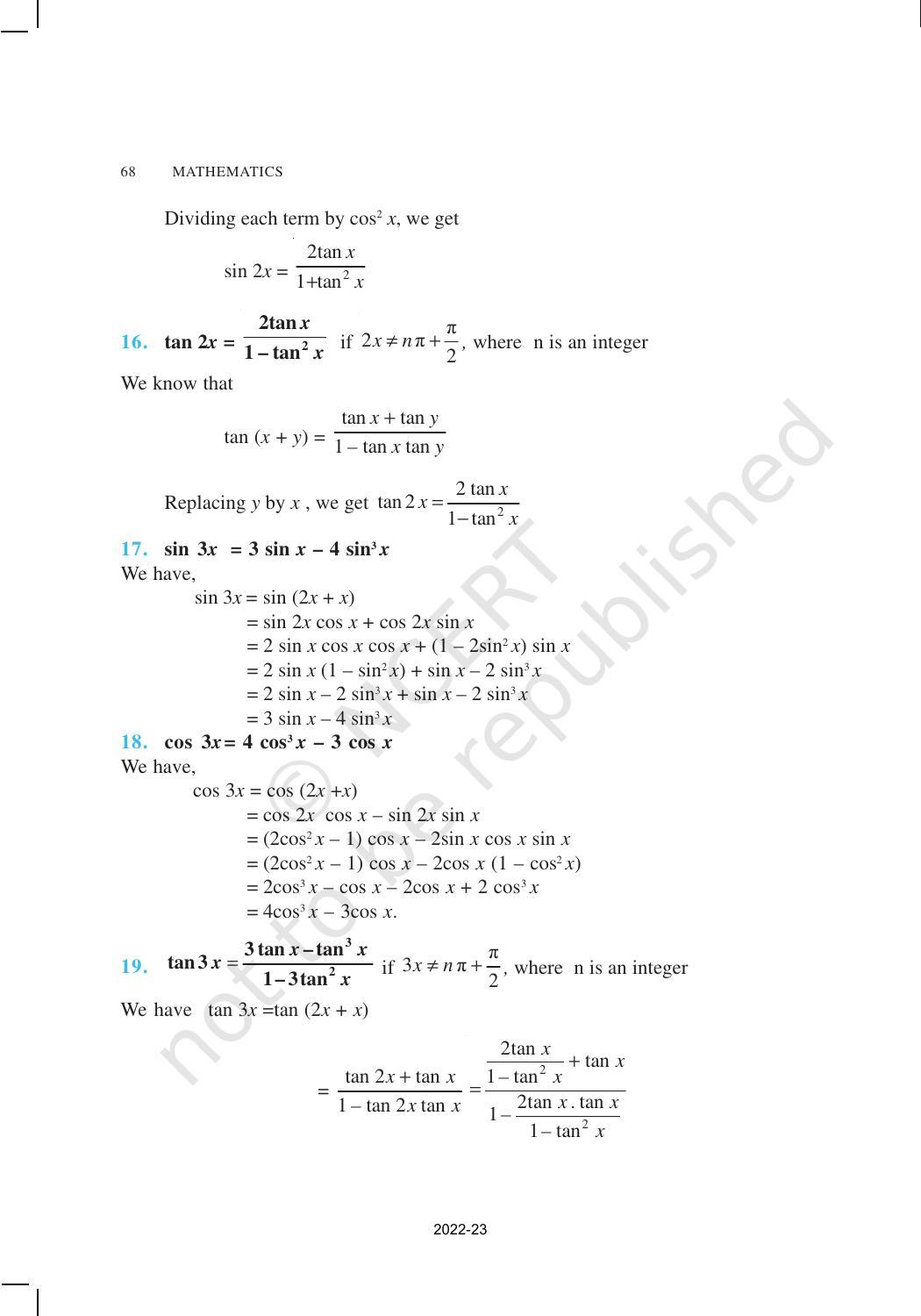 NCERT Book for Class 11 Maths Chapter 3 Trigonometric