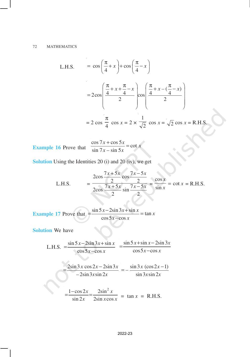 NCERT Book for Class 11 Maths Chapter 3 Trigonometric