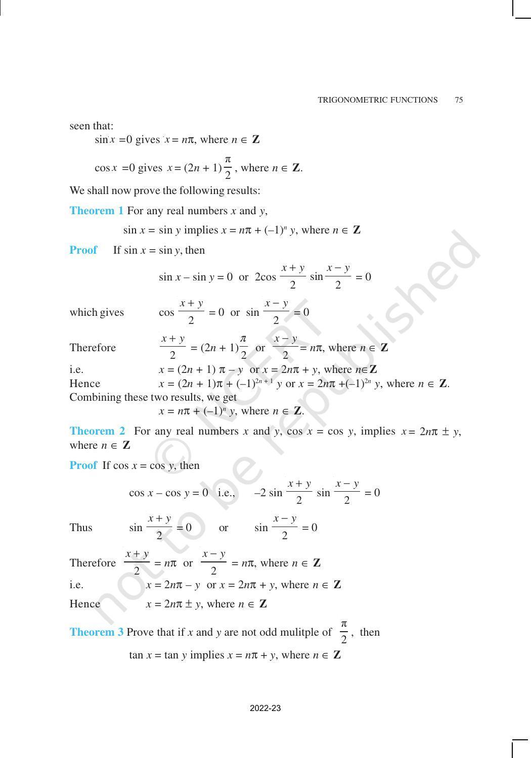 NCERT Book for Class 11 Maths Chapter 3 Trigonometric