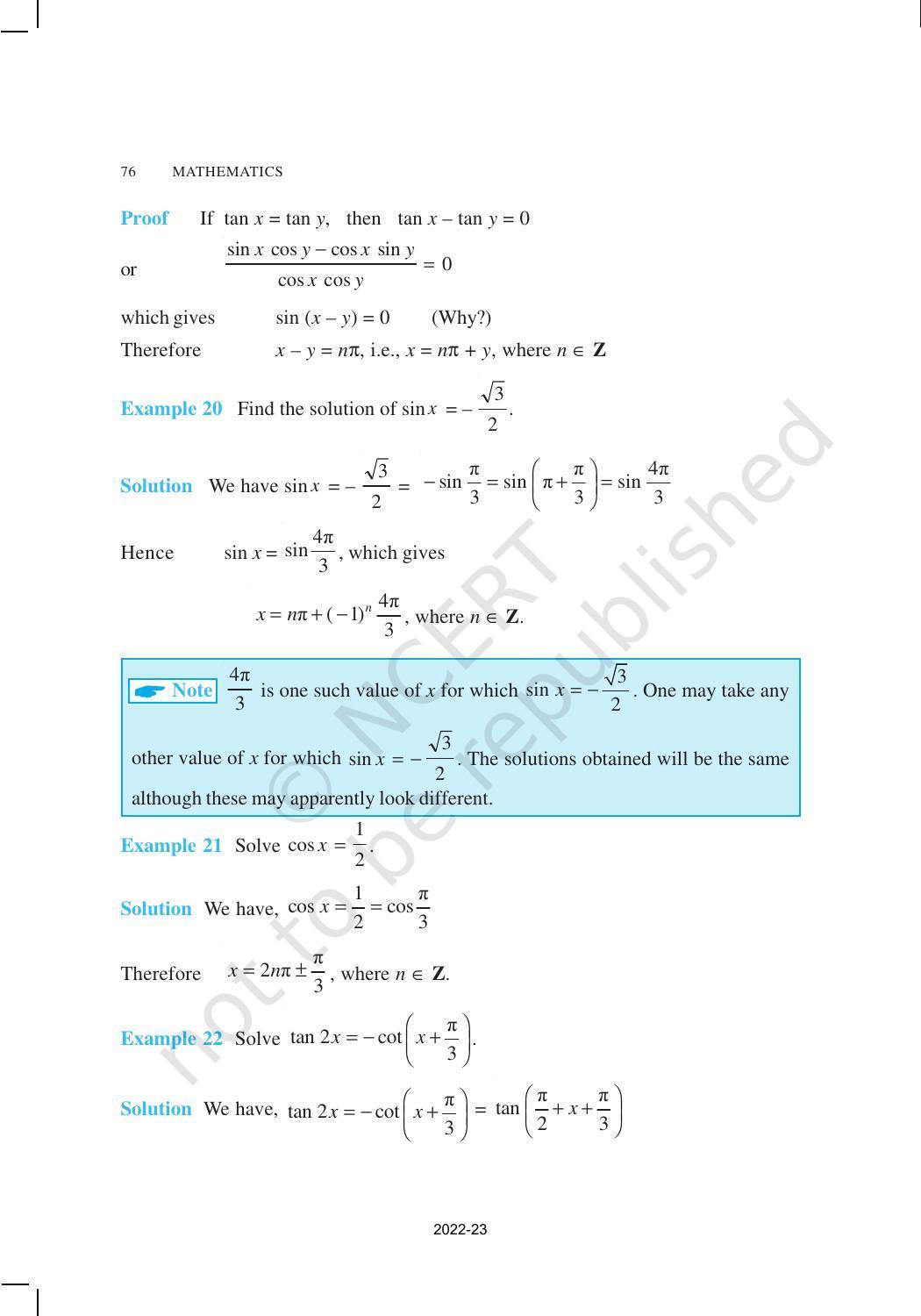 NCERT Book for Class 11 Maths Chapter 3 Trigonometric