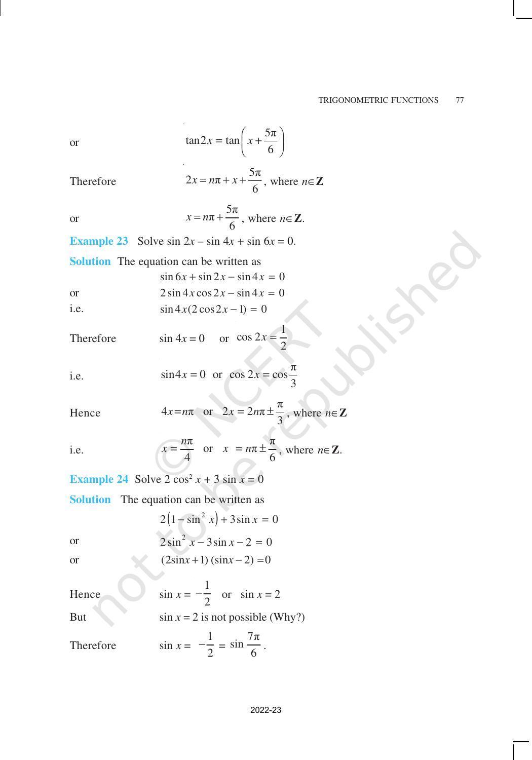 NCERT Book for Class 11 Maths Chapter 3 Trigonometric