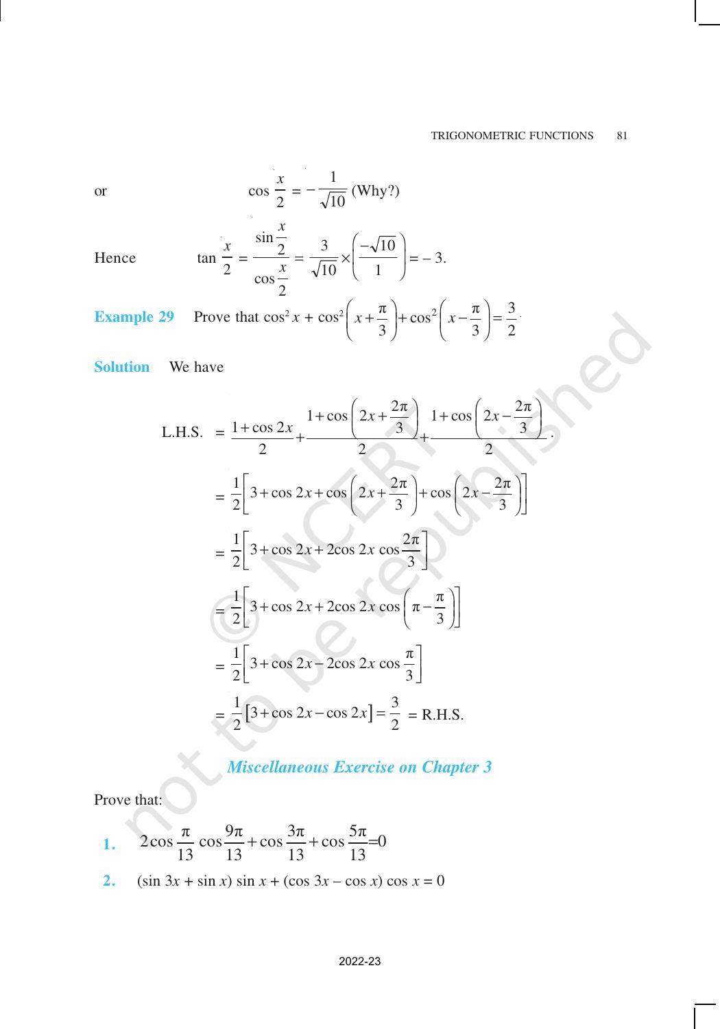NCERT Book for Class 11 Maths Chapter 3 Trigonometric