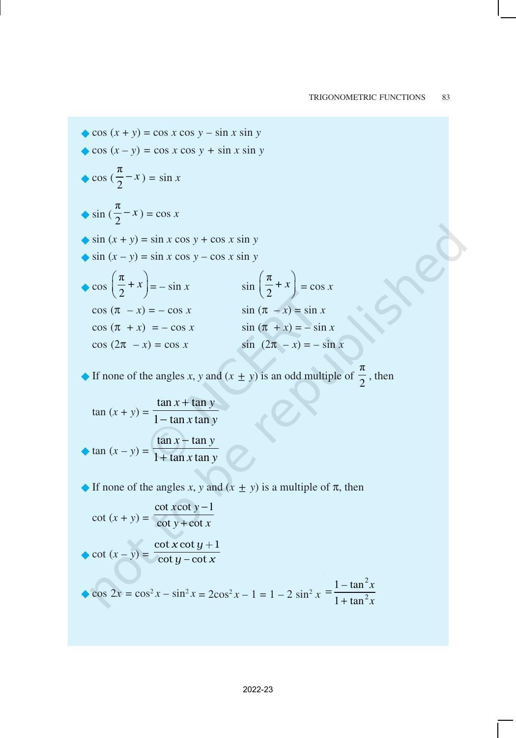 NCERT Book for Class 11 Maths Chapter 3 Trigonometric