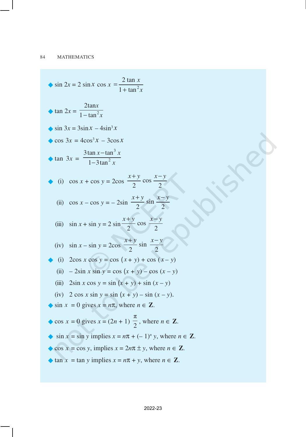 NCERT Book for Class 11 Maths Chapter 3 Trigonometric