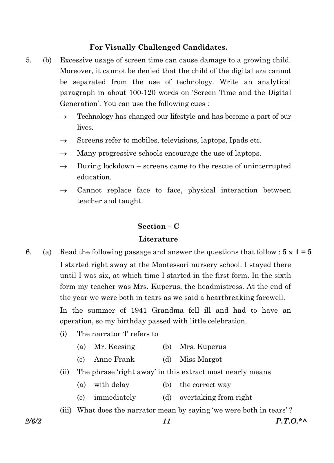 CBSE Class 10 2-6-2_English Language And Literature 2023 Question Paper ...
