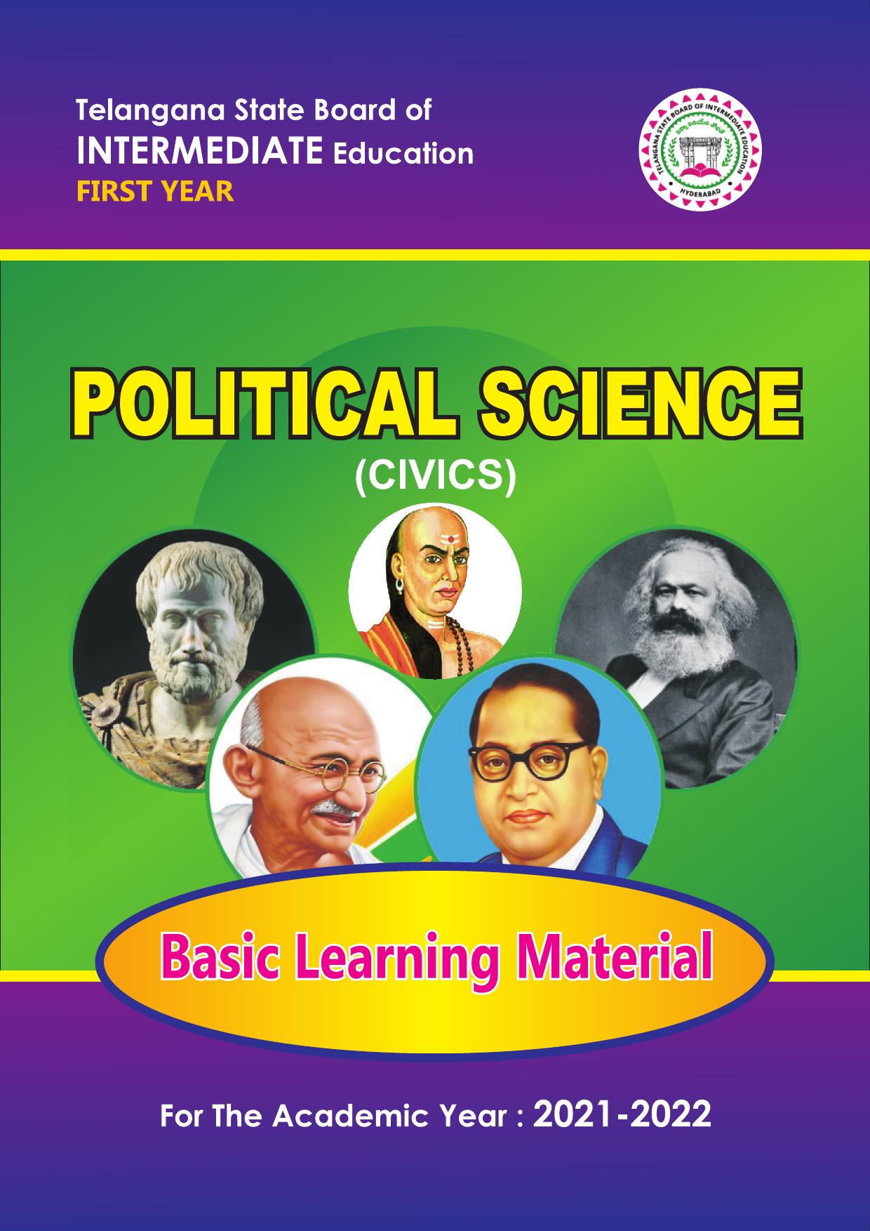 TS SCERT Inter 1st Year Political Science Path 1 (English Medium) Text ...