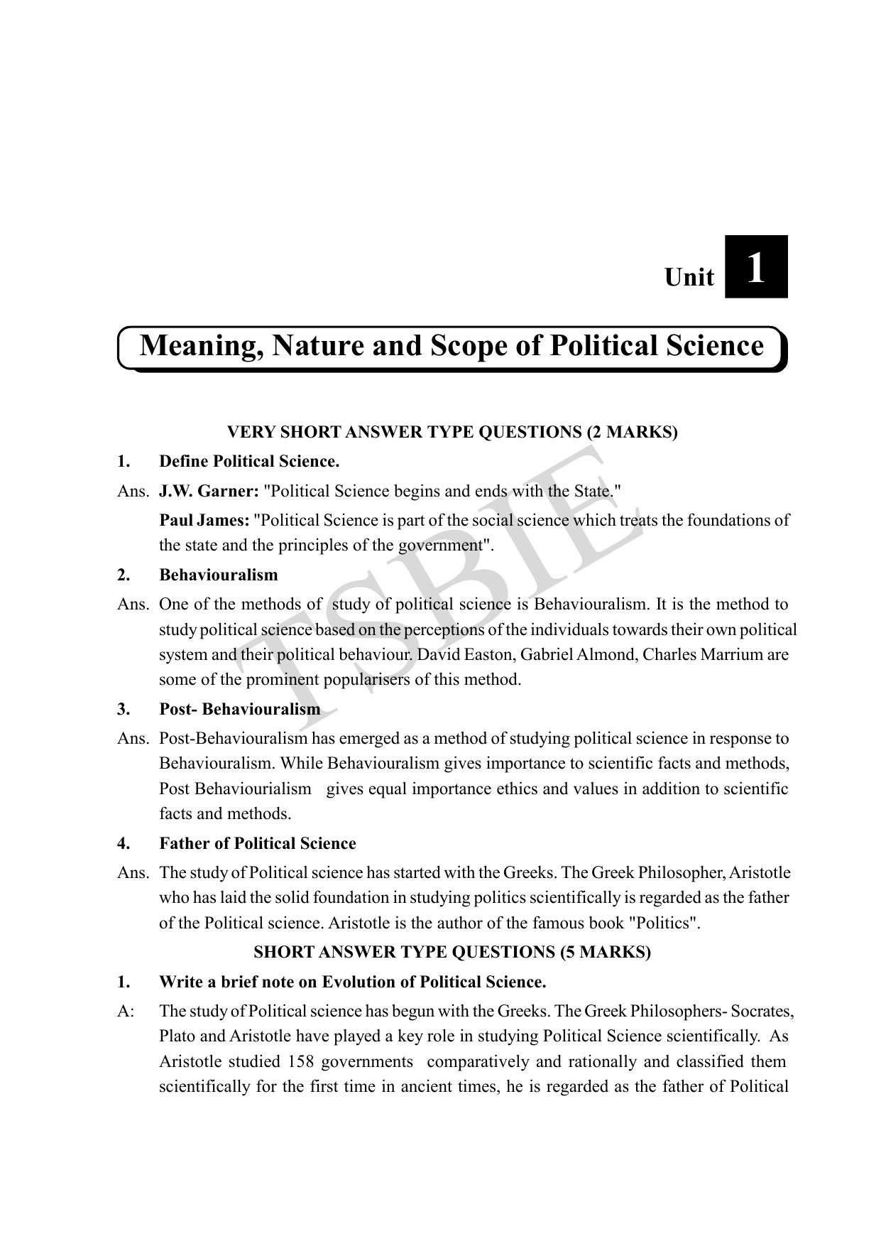 TS SCERT Inter 1st Year Political Science Path 1 (English Medium) Text ...