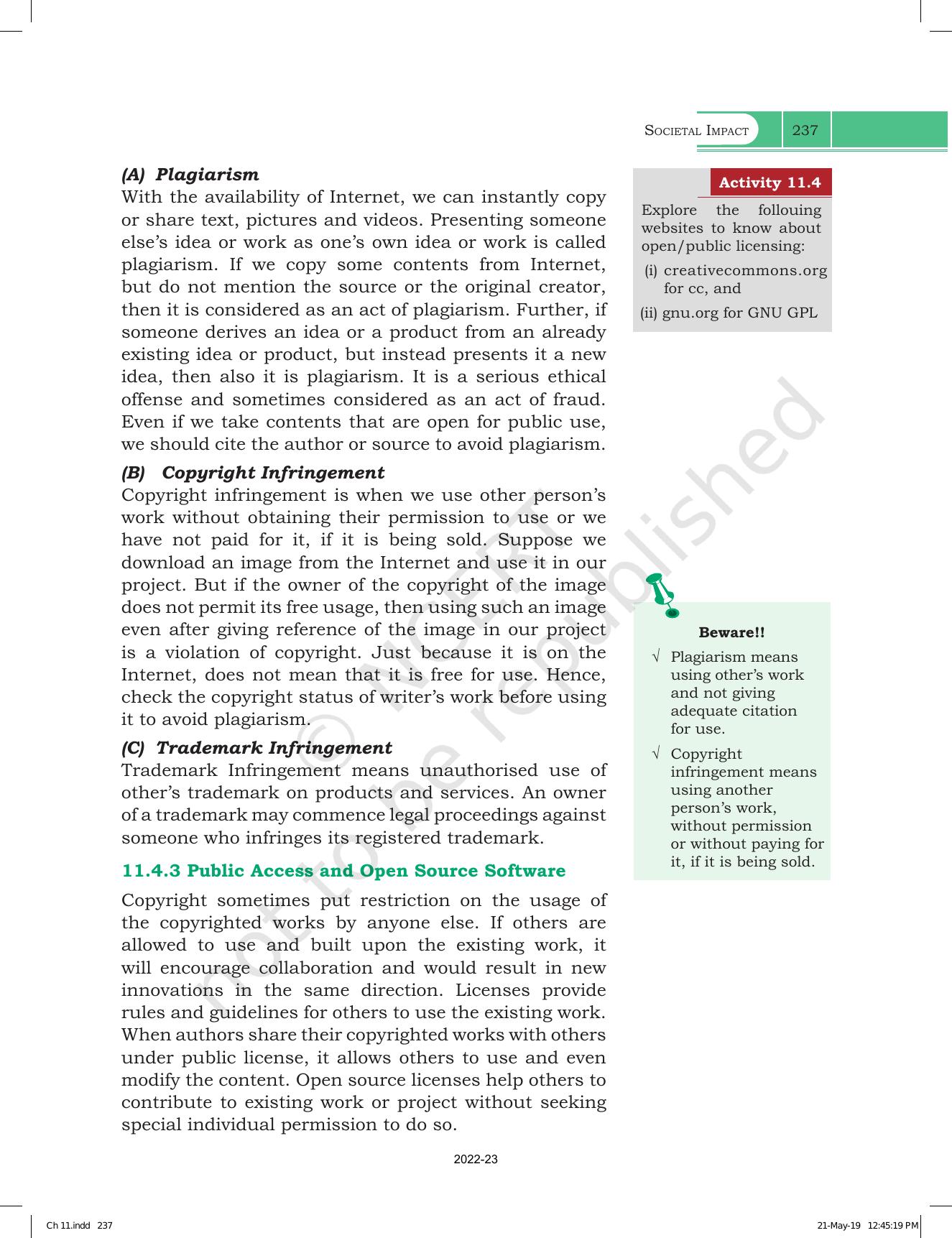 Ncert Book For Class 11 Computer Science Chapter 11 Societal Impact