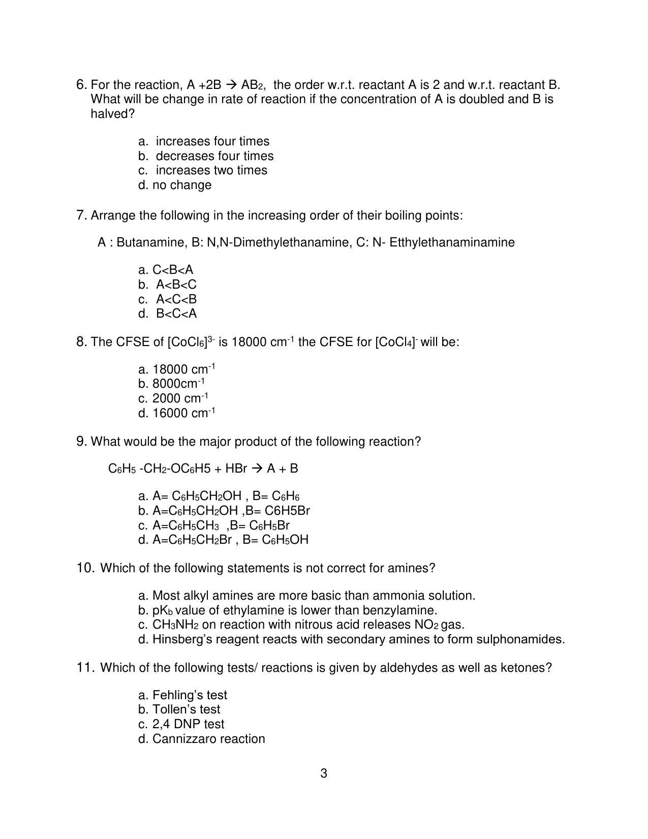 CBSE Class 12 Chemistry Sample Paper 2023 - IndCareer Docs