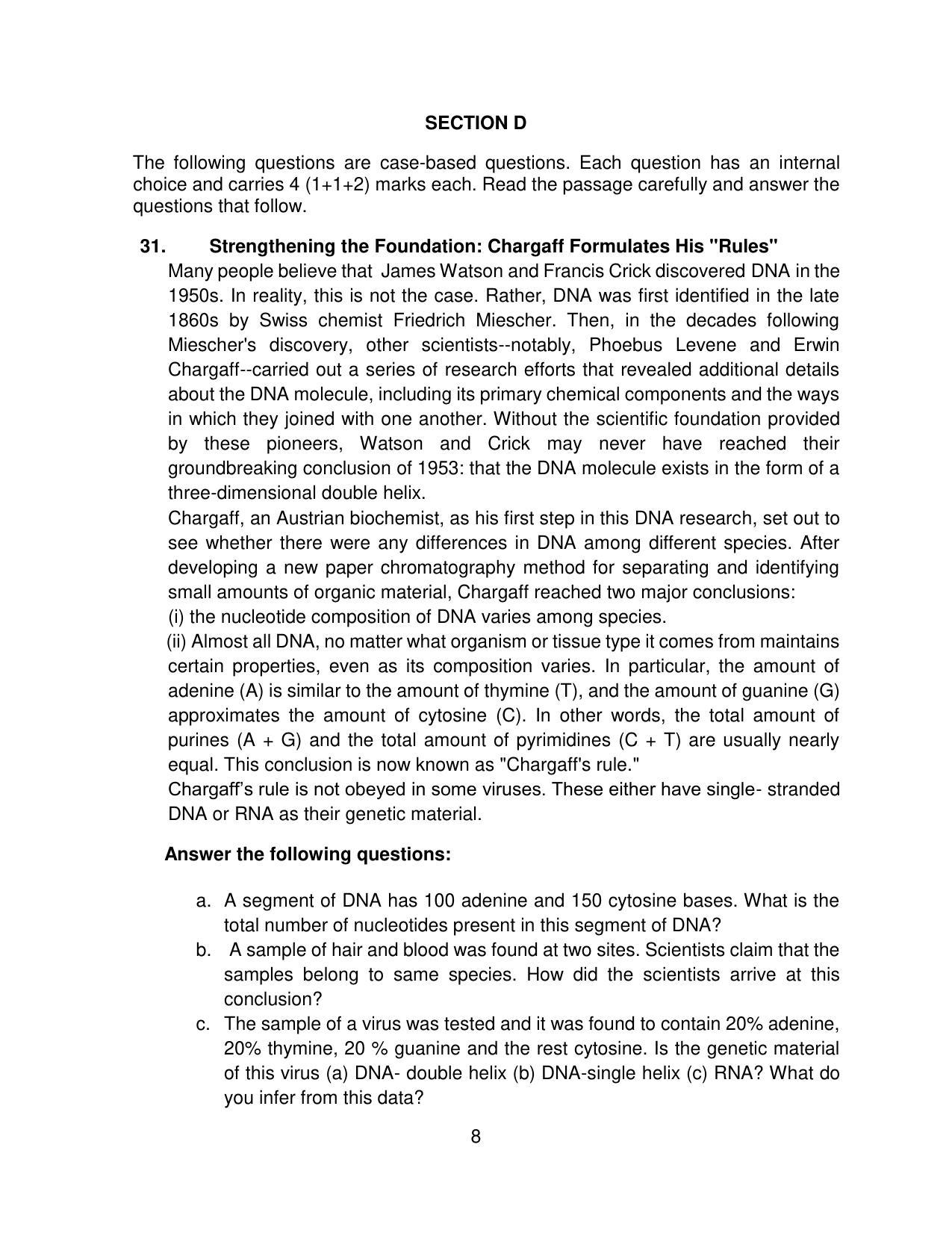 CBSE Class 12 Chemistry Sample Paper 2023 - IndCareer Docs