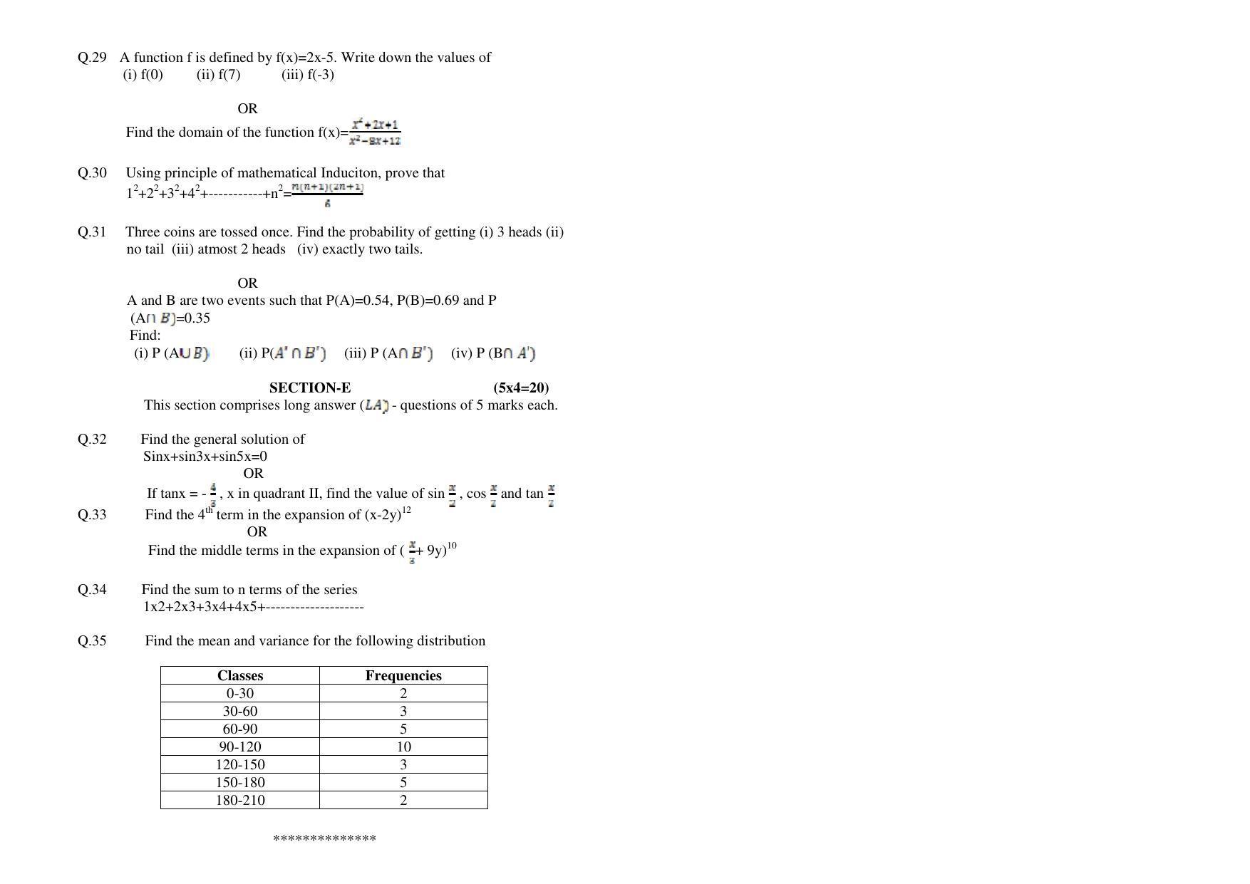 HP Board Class 11 Mathematics Model Paper - IndCareer Schools