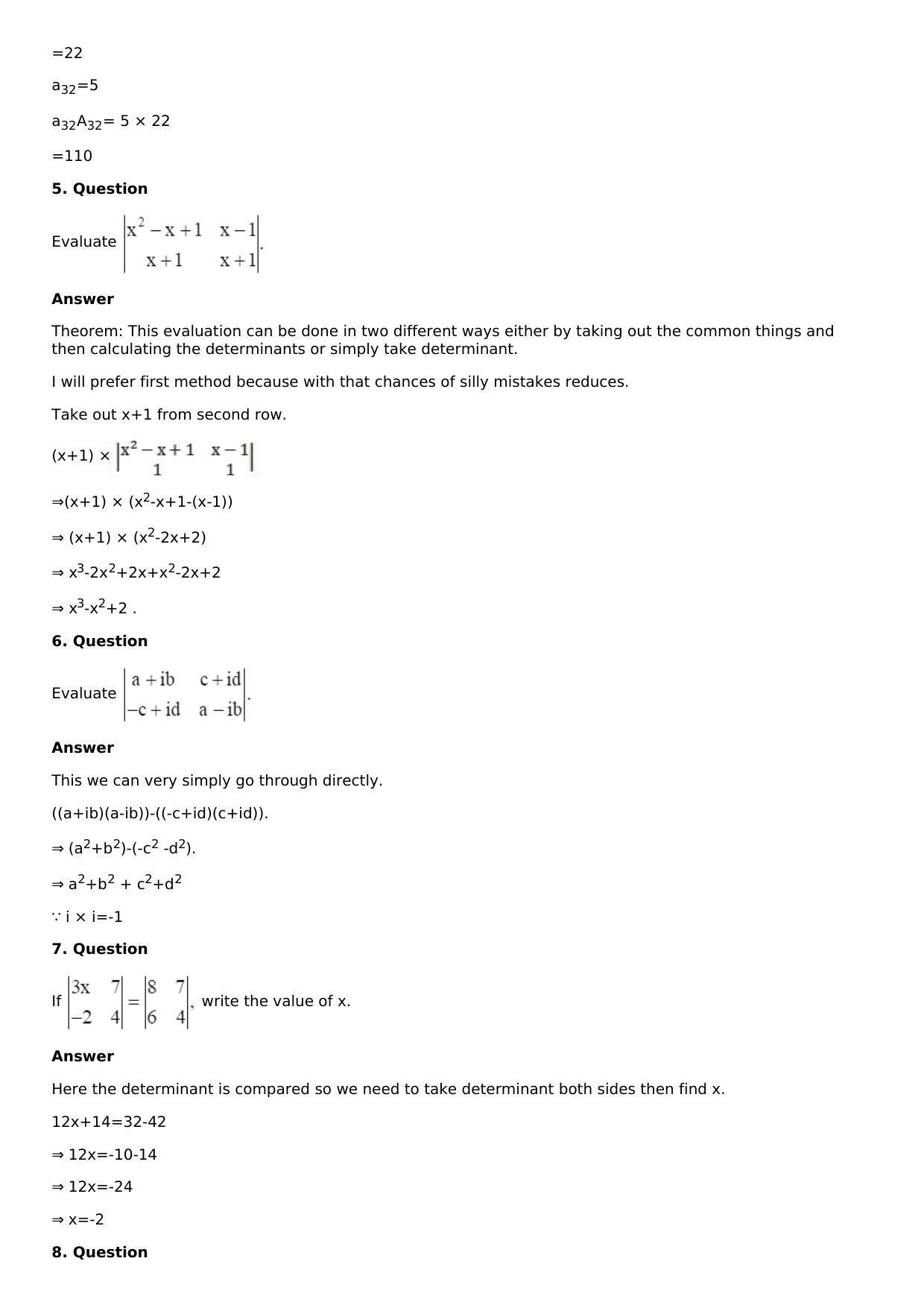 RS Aggarwal Solutions for 12th Class Maths Chapter 6-Determinants ...