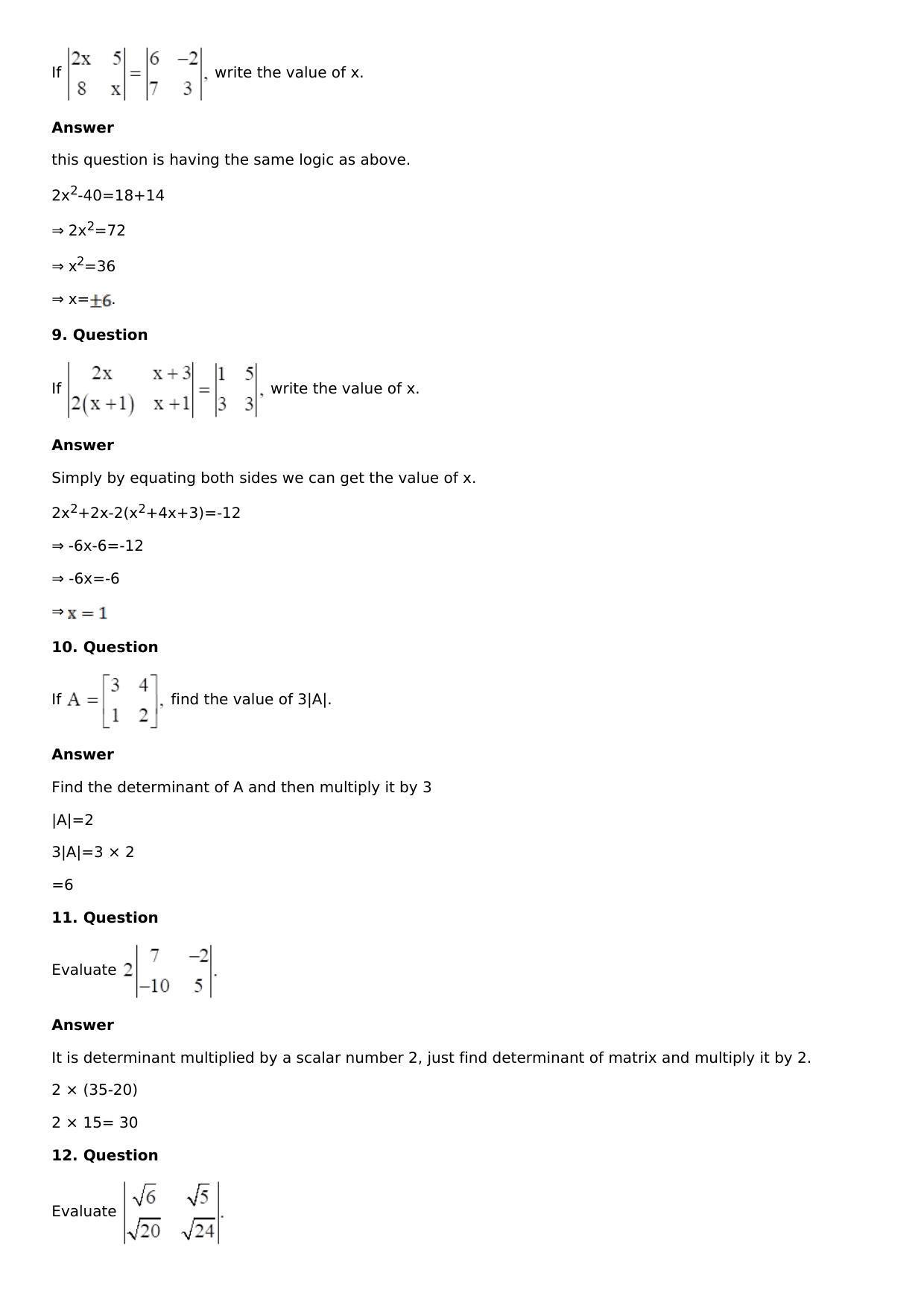 RS Aggarwal Solutions for 12th Class Maths Chapter 6-Determinants ...