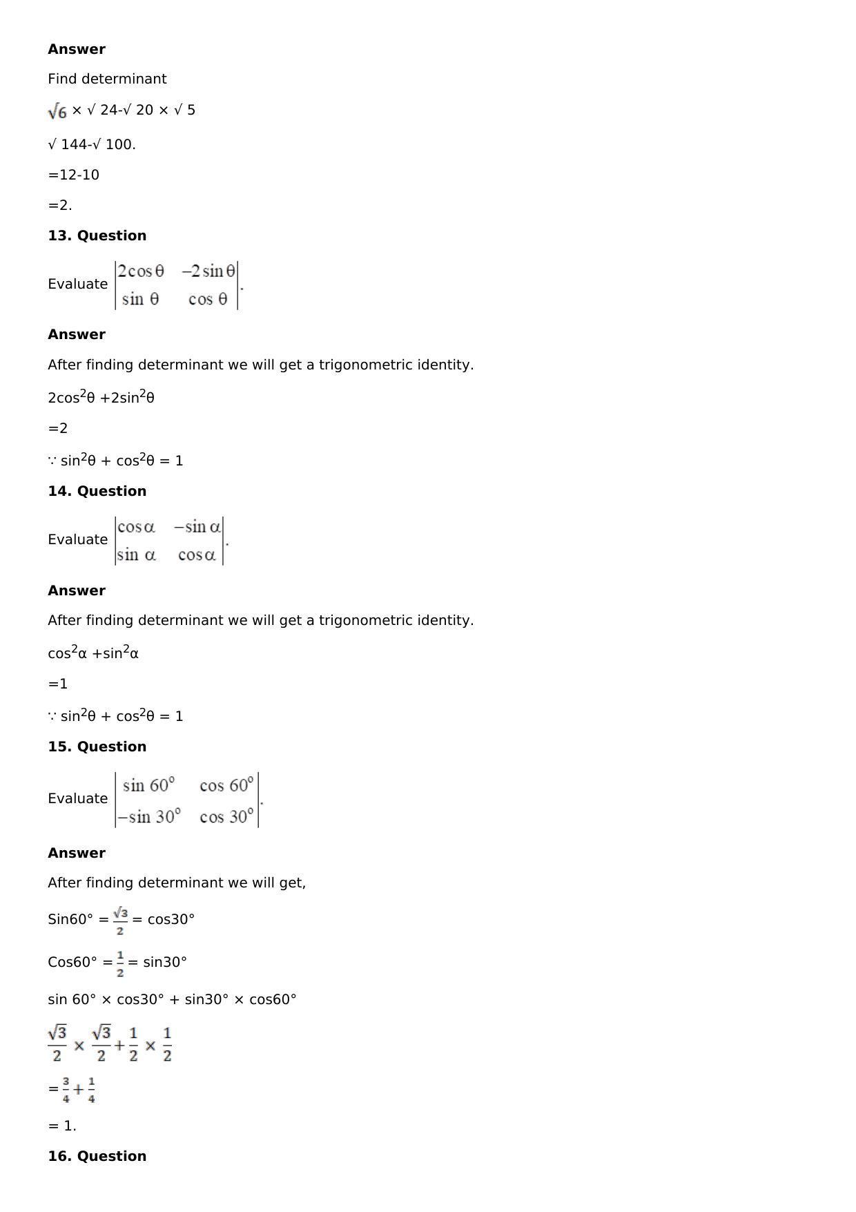 RS Aggarwal Solutions for 12th Class Maths Chapter 6-Determinants ...