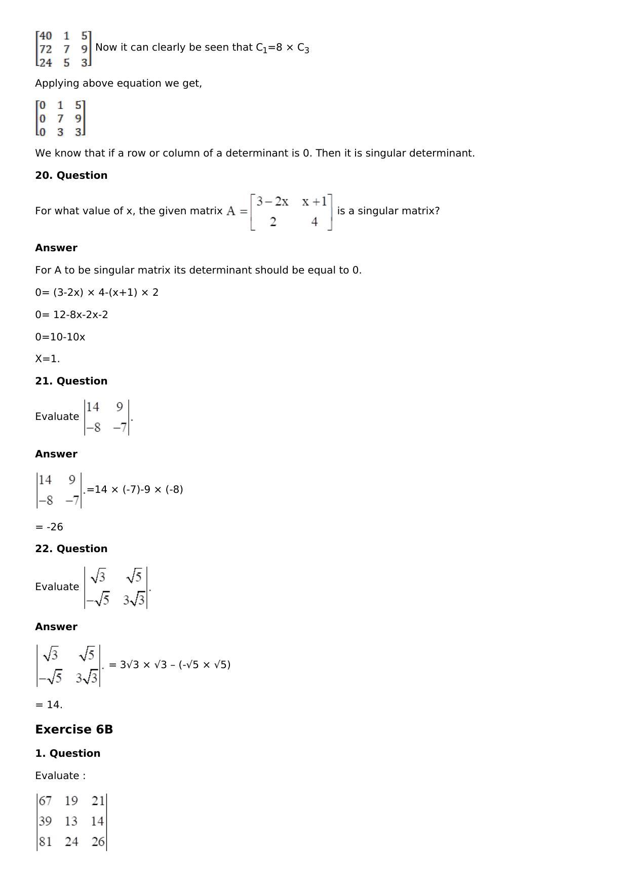 RS Aggarwal Solutions for 12th Class Maths Chapter 6-Determinants ...