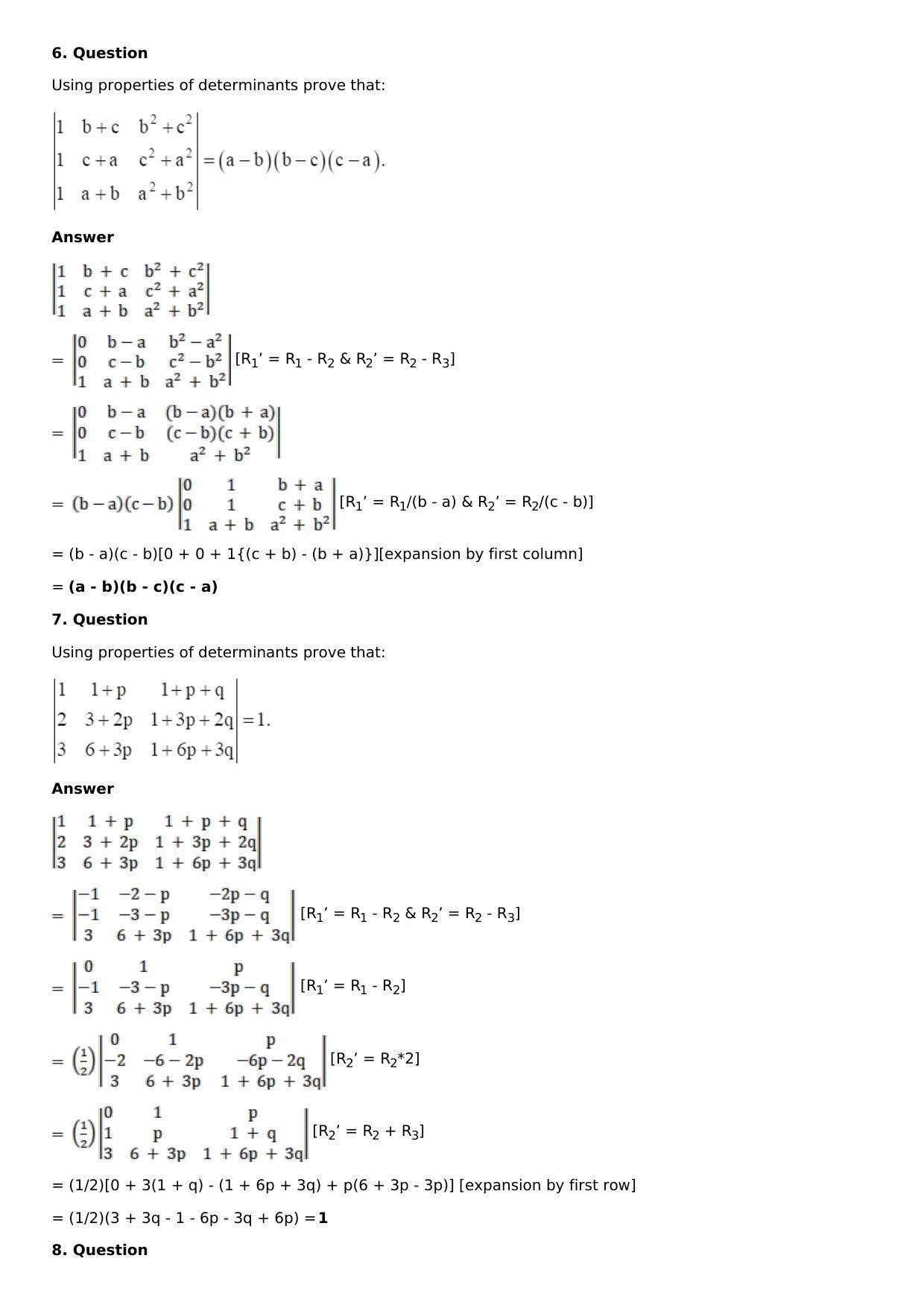 RS Aggarwal Solutions for 12th Class Maths Chapter 6-Determinants ...
