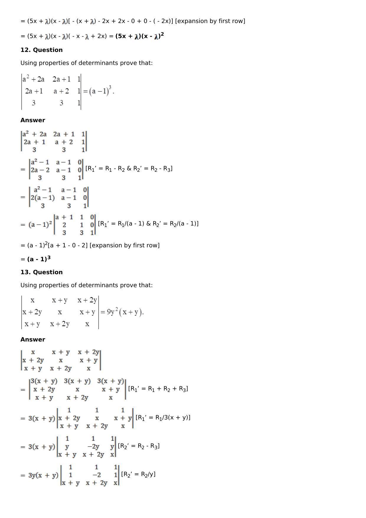 RS Aggarwal Solutions for 12th Class Maths Chapter 6-Determinants ...