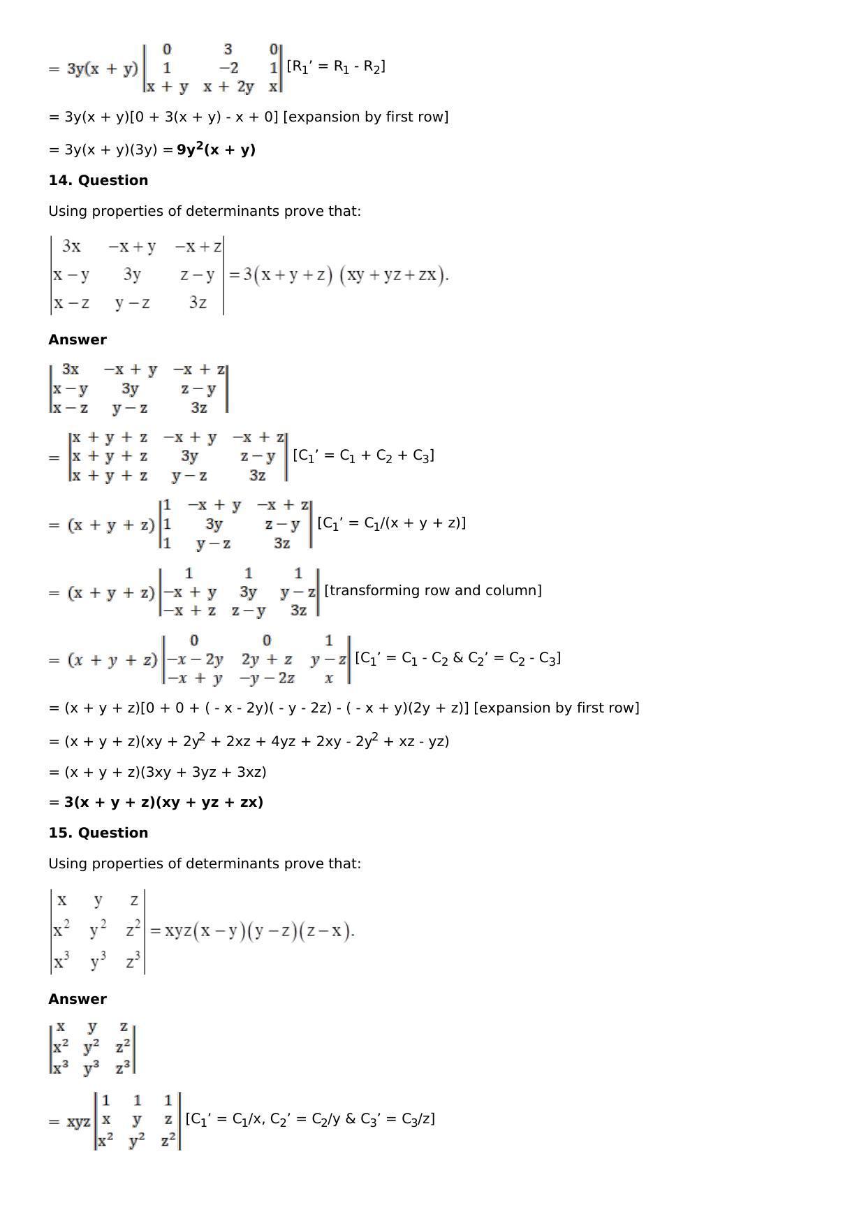 RS Aggarwal Solutions for 12th Class Maths Chapter 6-Determinants ...