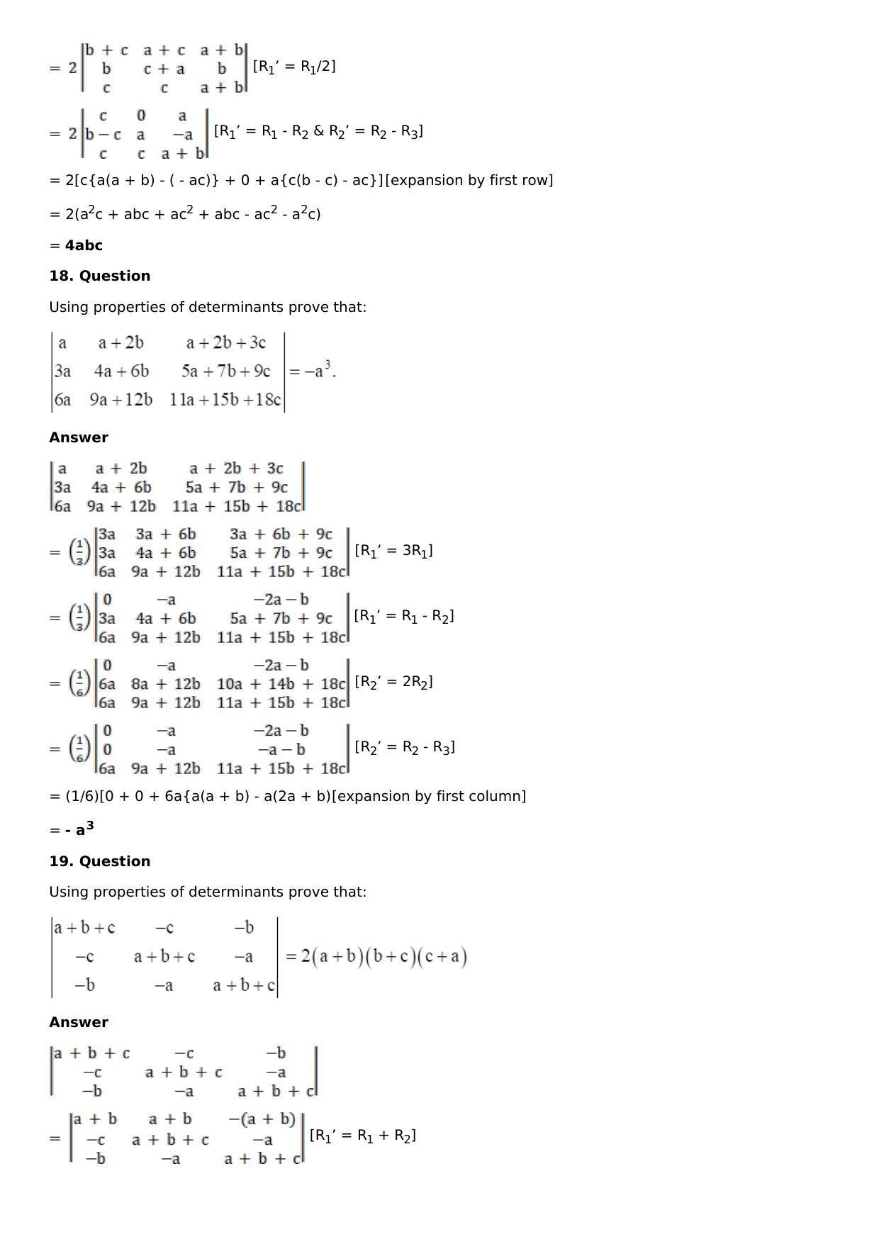 RS Aggarwal Solutions for 12th Class Maths Chapter 6-Determinants ...