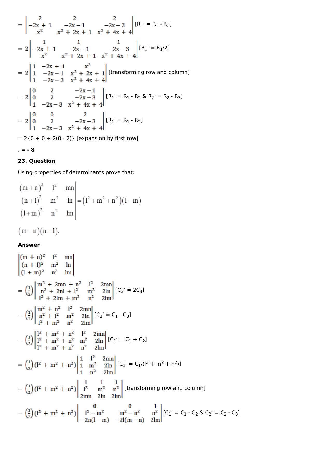 RS Aggarwal Solutions for 12th Class Maths Chapter 6-Determinants ...