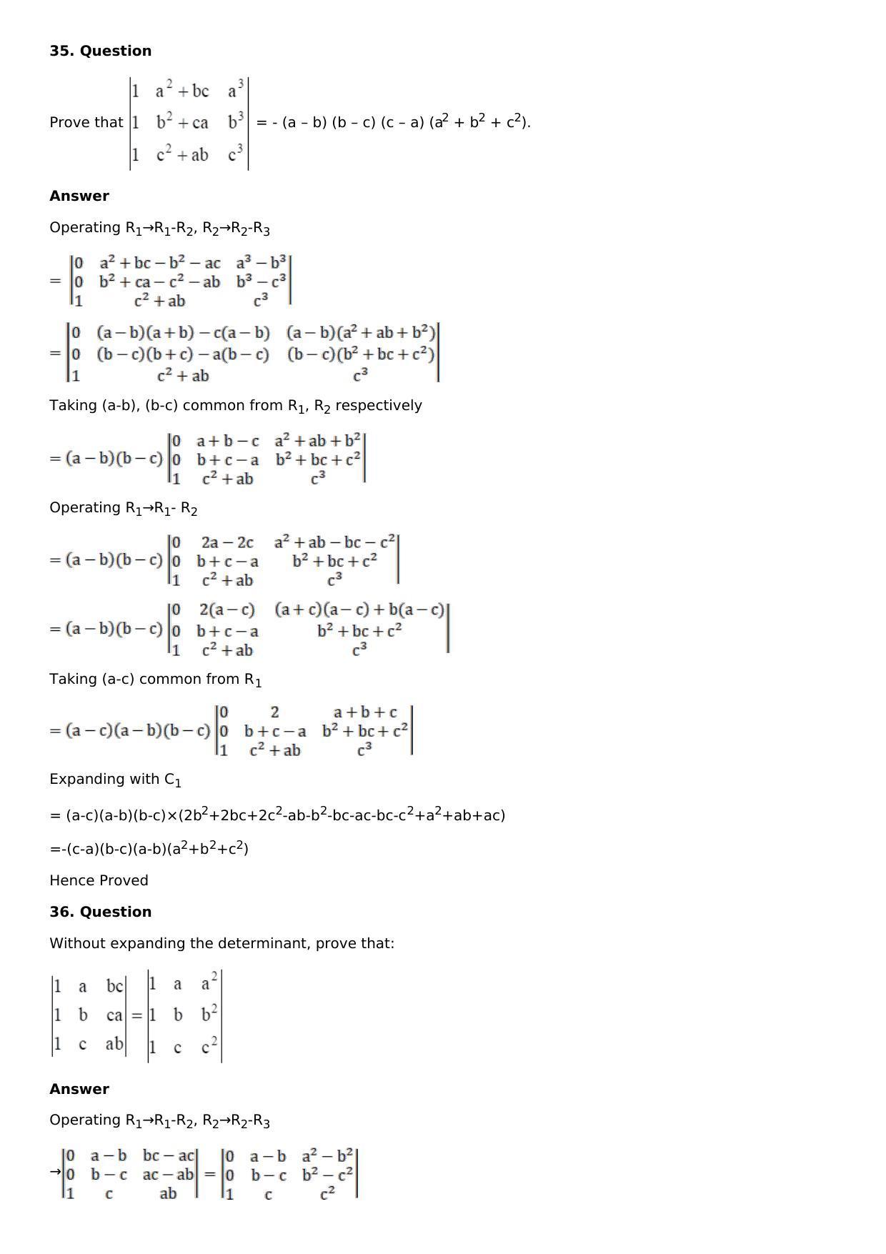 RS Aggarwal Solutions for 12th Class Maths Chapter 6-Determinants ...
