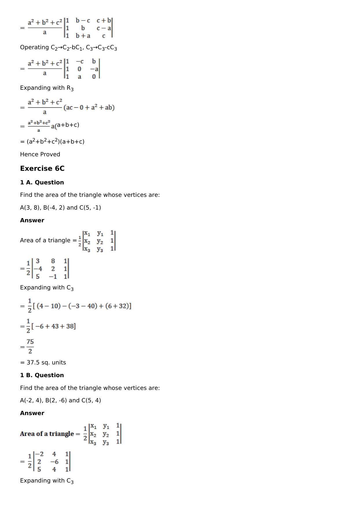 RS Aggarwal Solutions for 12th Class Maths Chapter 6-Determinants ...