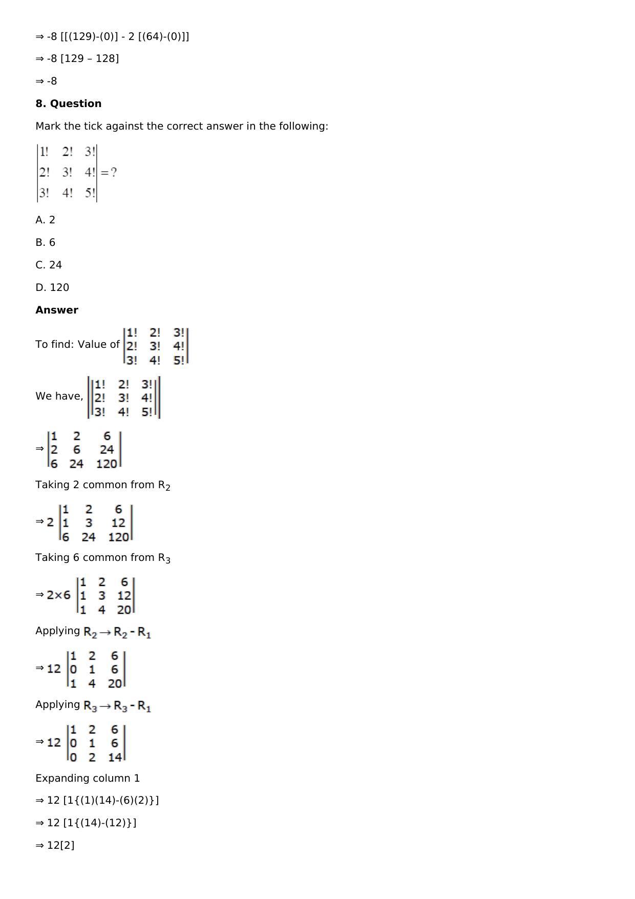 RS Aggarwal Solutions for 12th Class Maths Chapter 6-Determinants ...