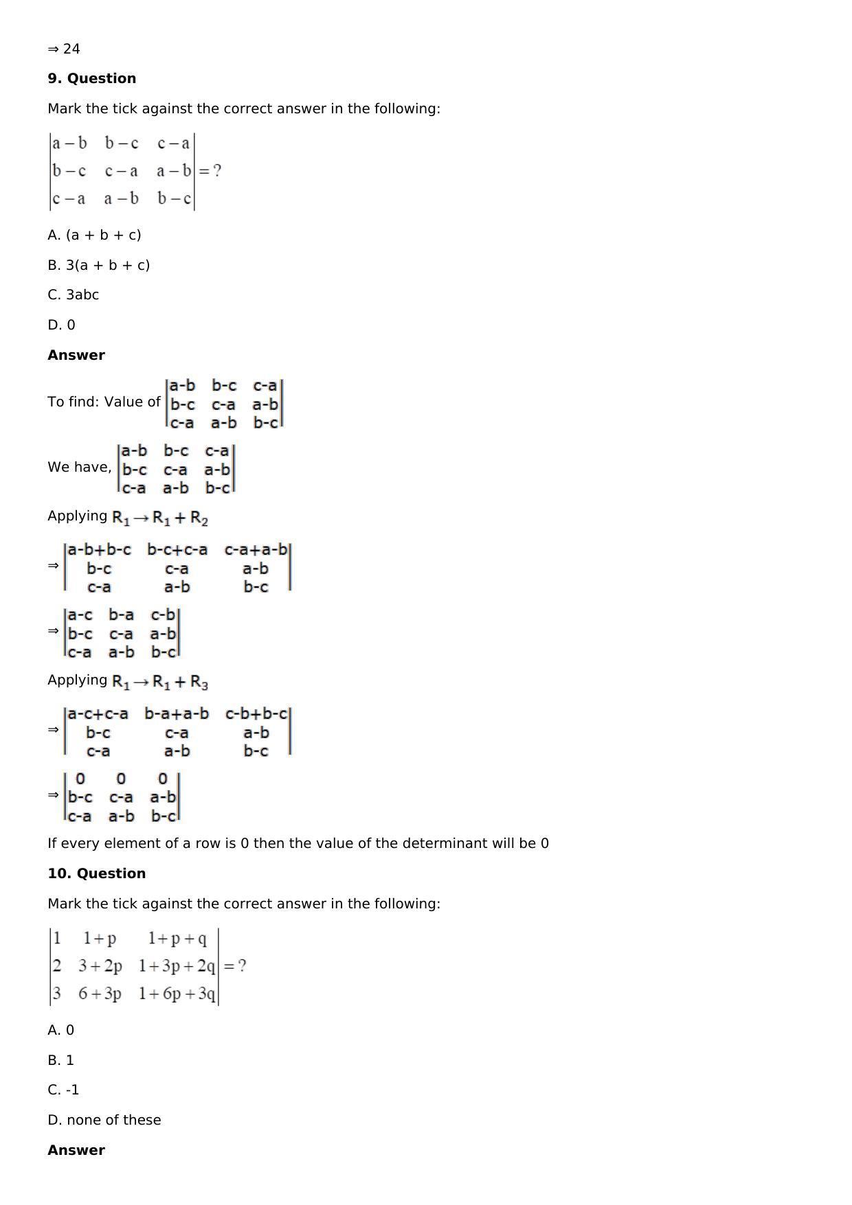 RS Aggarwal Solutions for 12th Class Maths Chapter 6-Determinants ...