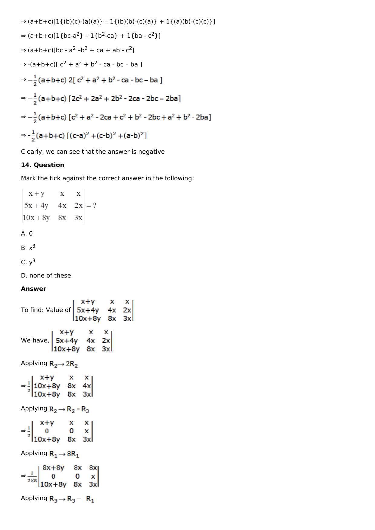 RS Aggarwal Solutions for 12th Class Maths Chapter 6-Determinants ...