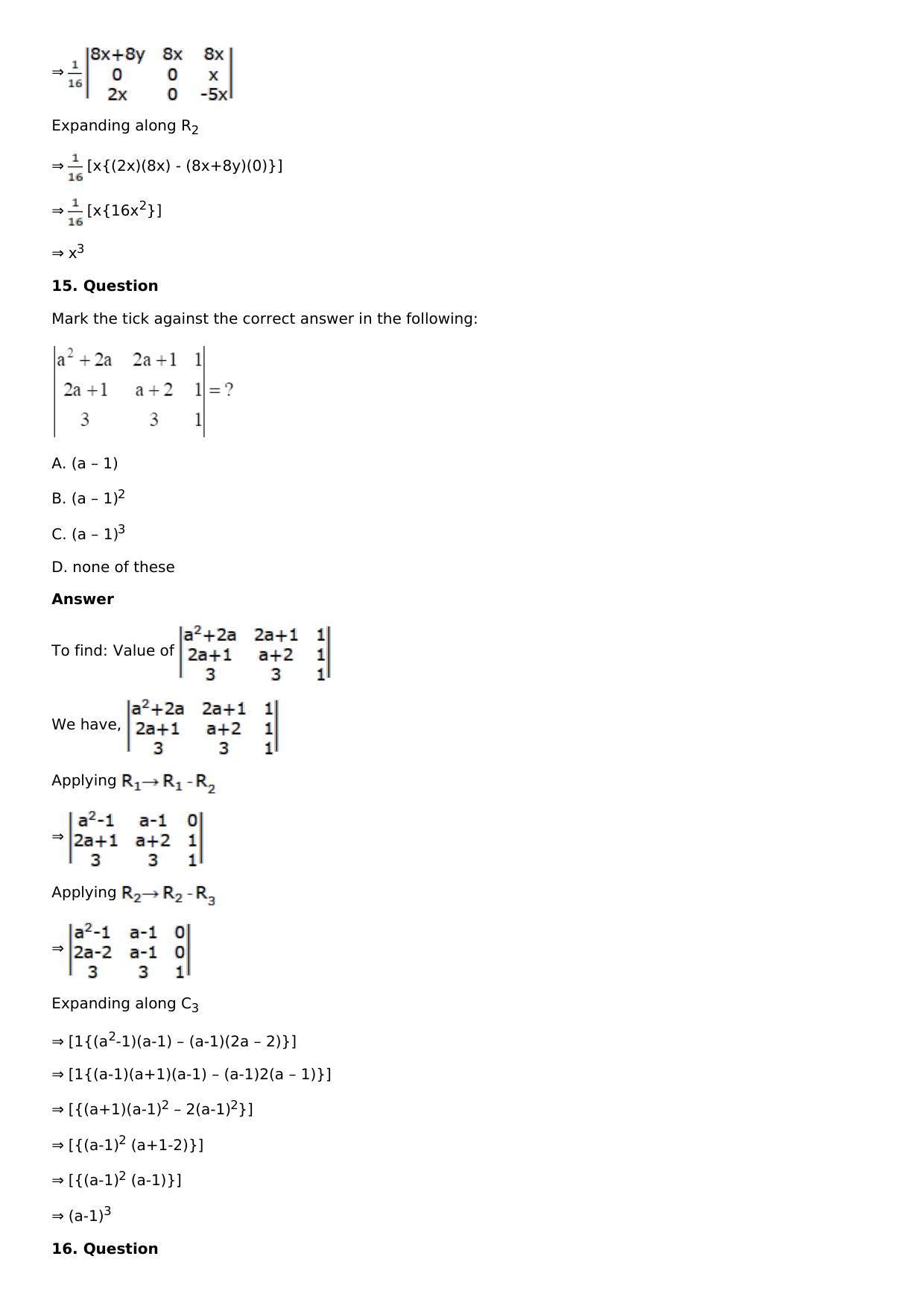RS Aggarwal Solutions for 12th Class Maths Chapter 6-Determinants - IndCareer Schools