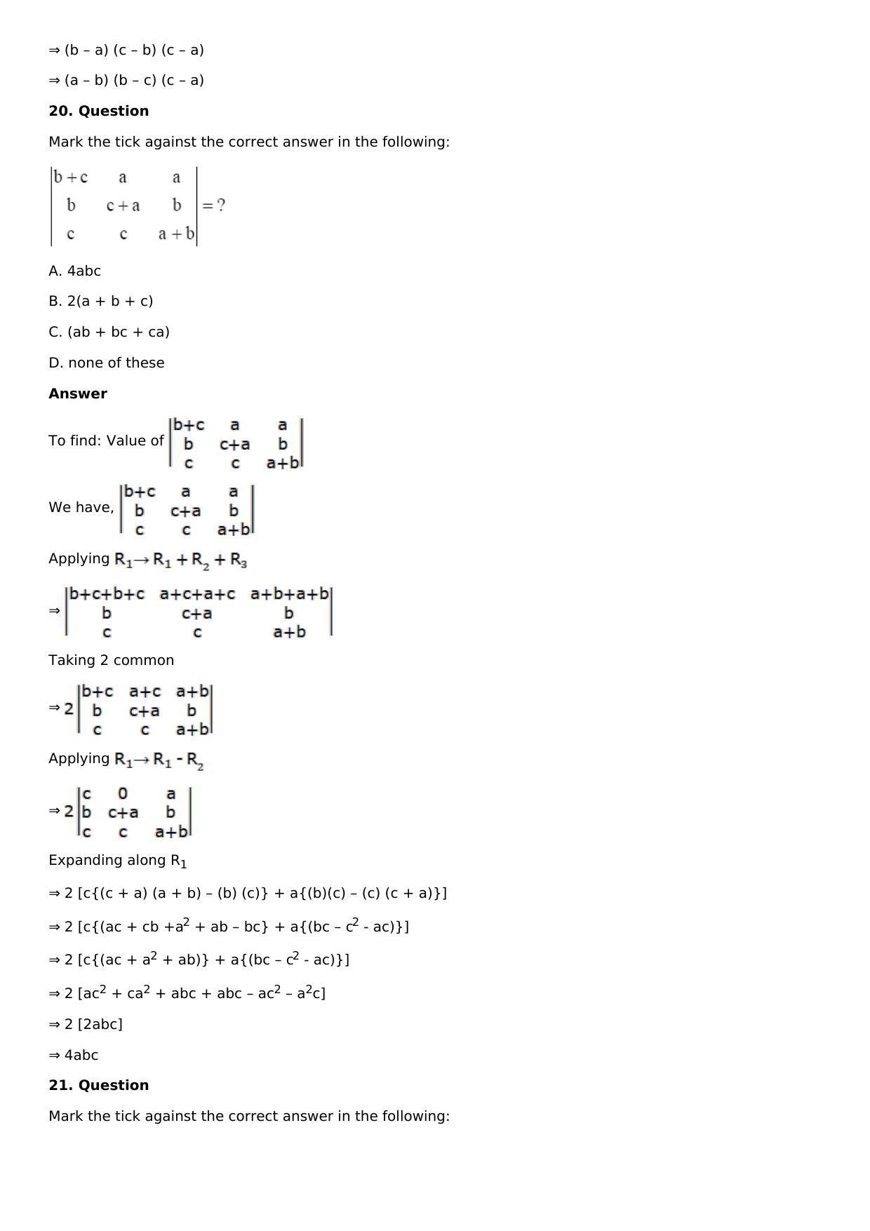 RS Aggarwal Solutions for 12th Class Maths Chapter 6-Determinants - IndCareer Schools