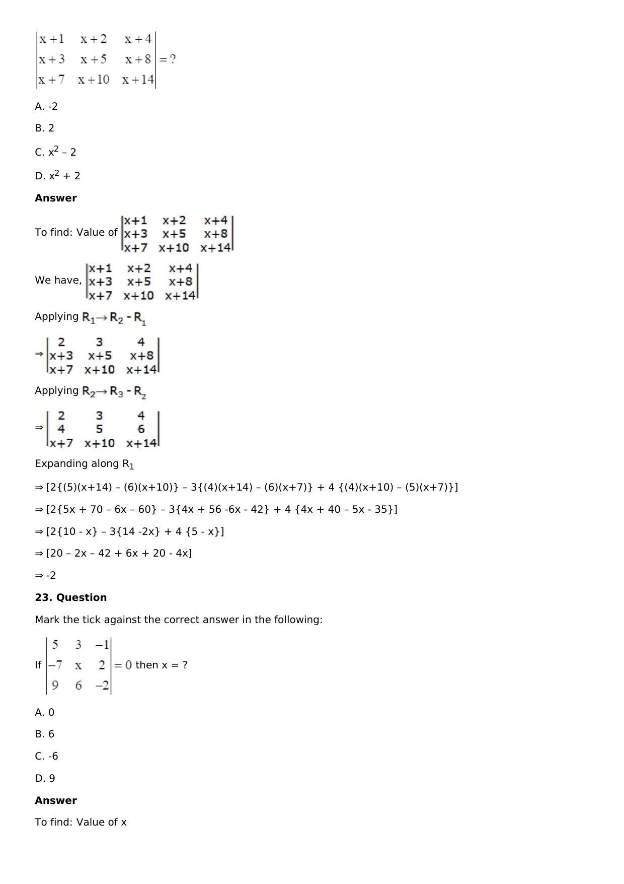 RS Aggarwal Solutions for 12th Class Maths Chapter 6-Determinants ...