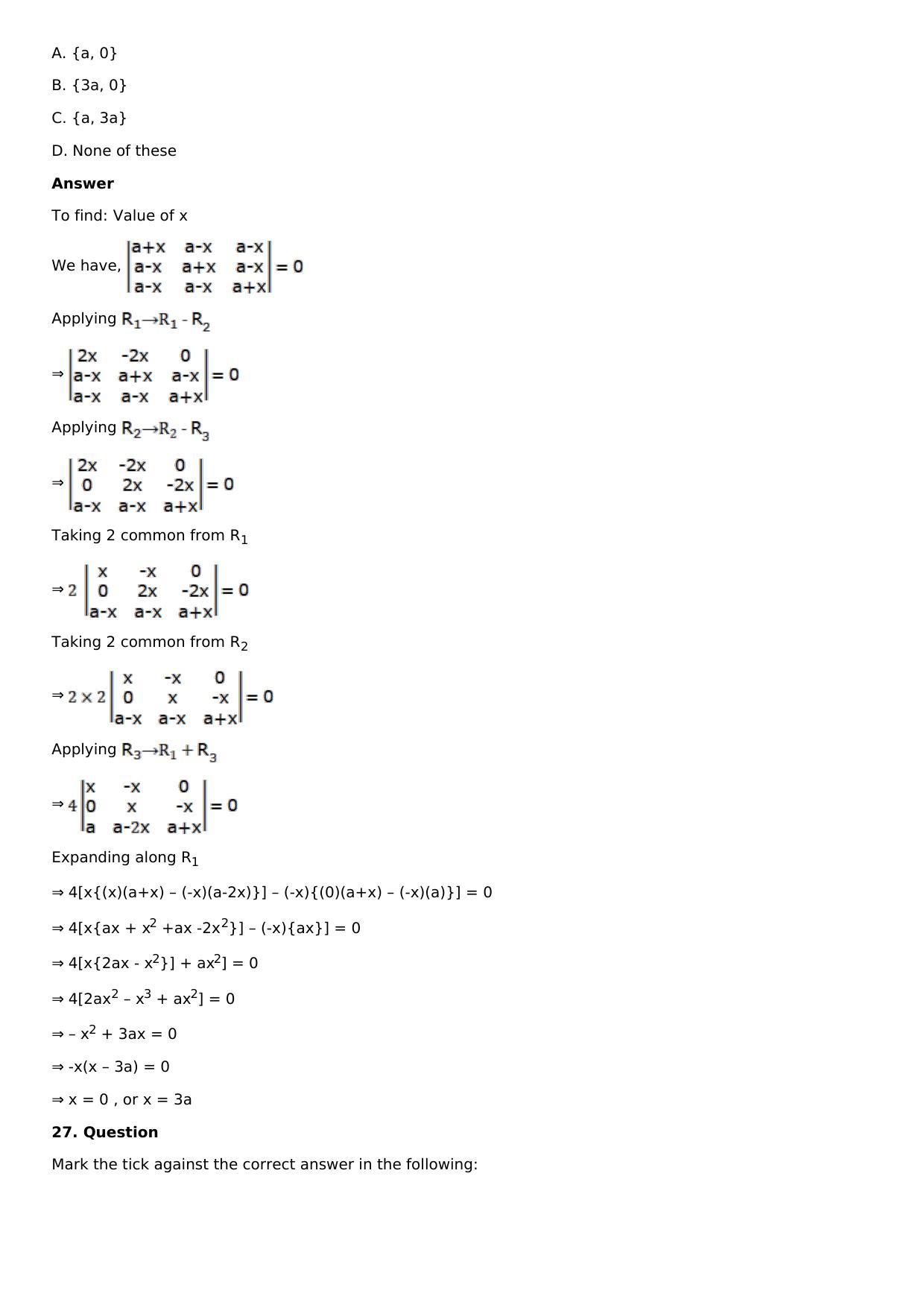 RS Aggarwal Solutions for 12th Class Maths Chapter 6-Determinants ...