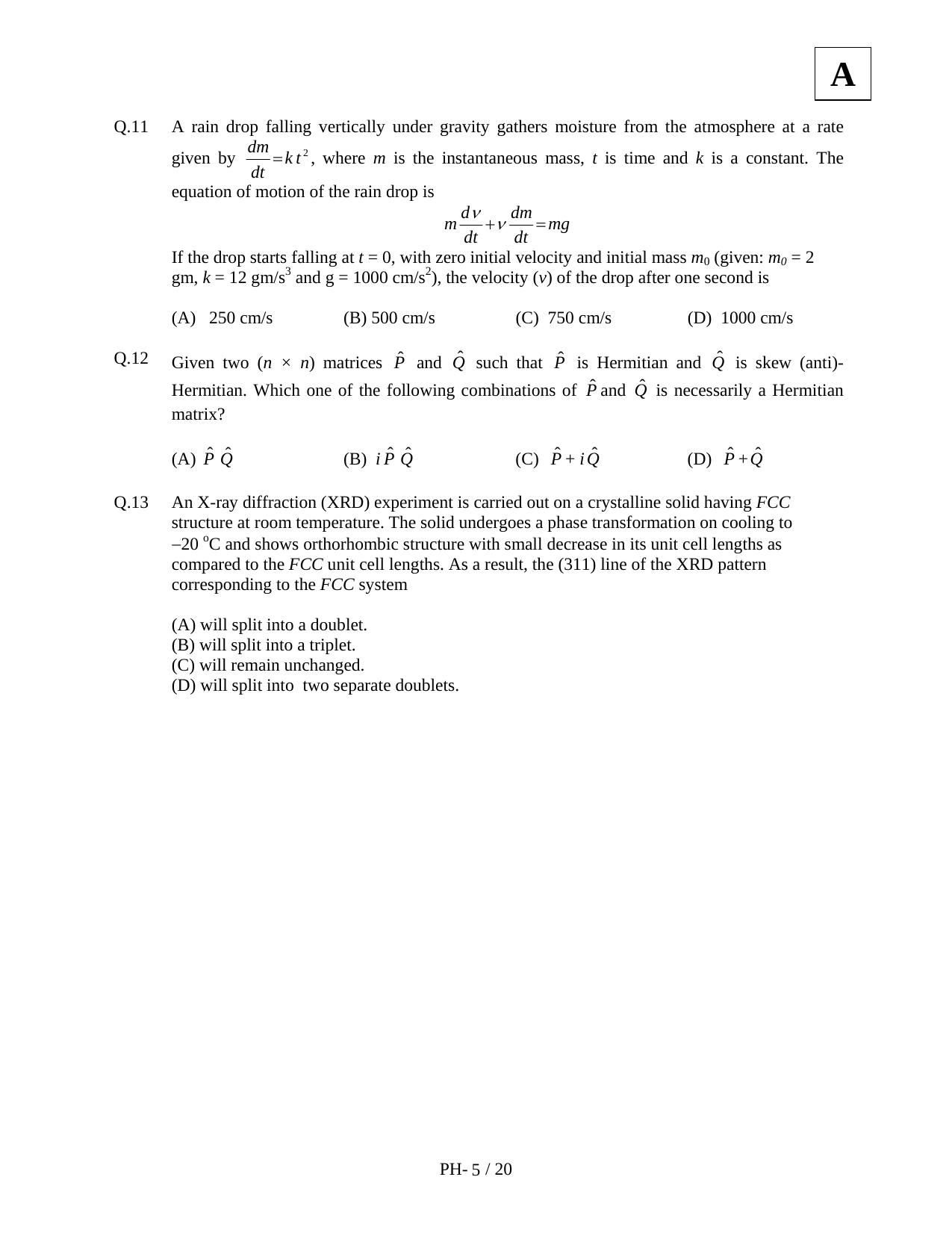 JAM 2011: PH Question Paper - IndCareer Docs