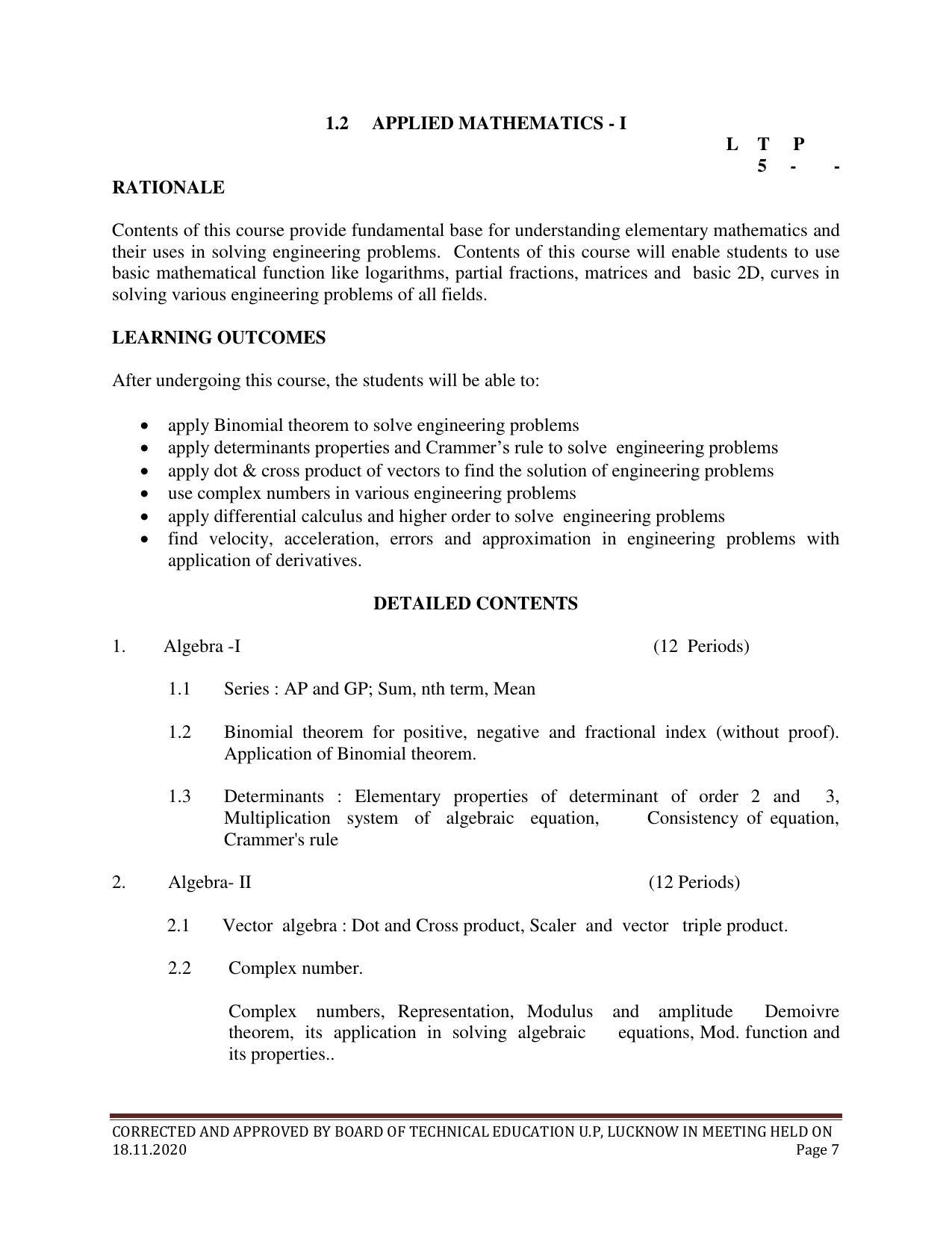 SYLLABUS FOR FIRST SEMESTER SESSION (2020-2021) - SIX SEMESTER DIPLOMA ...
