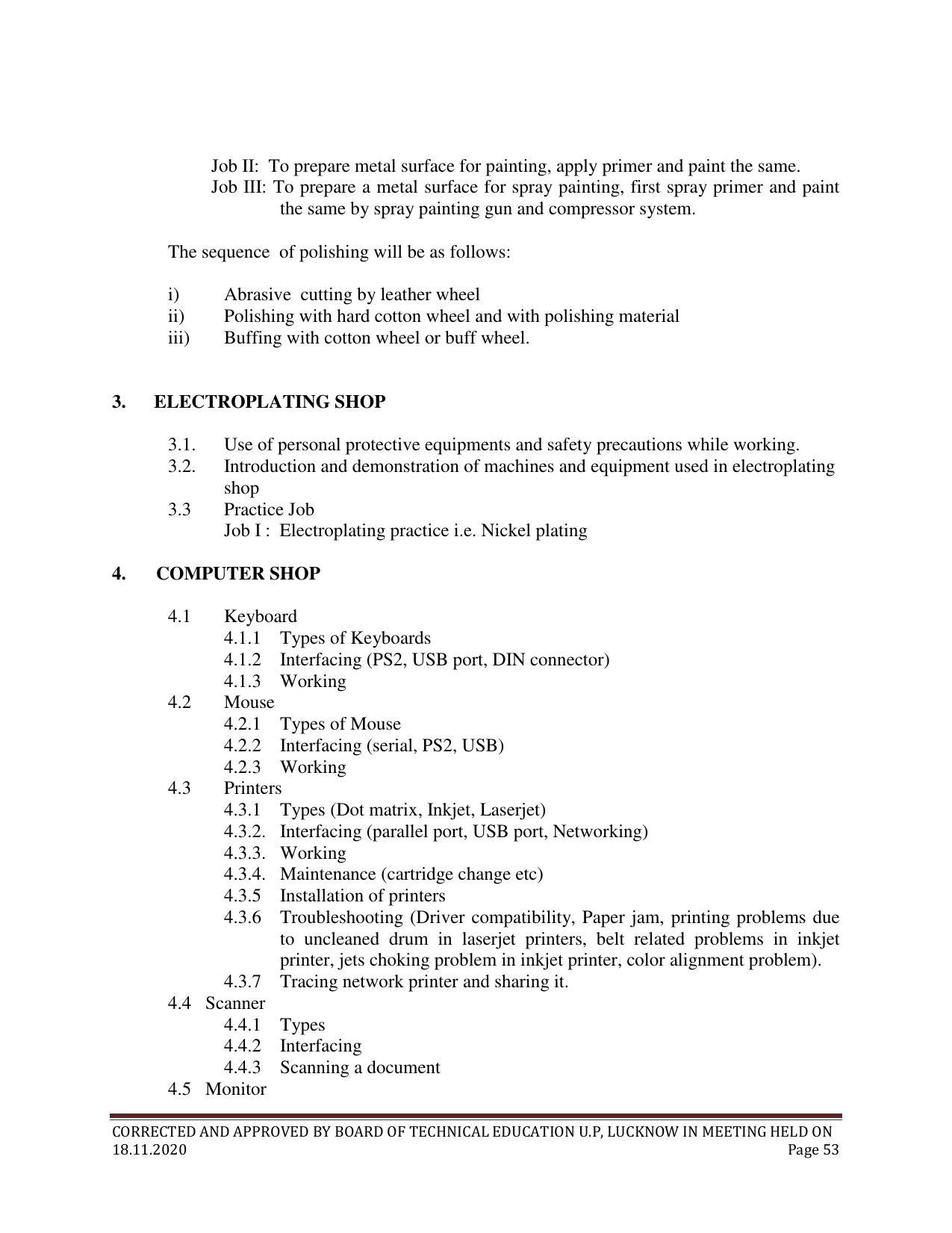 SYLLABUS FOR FIRST SEMESTER SESSION (2020-2021) - SIX SEMESTER DIPLOMA ...