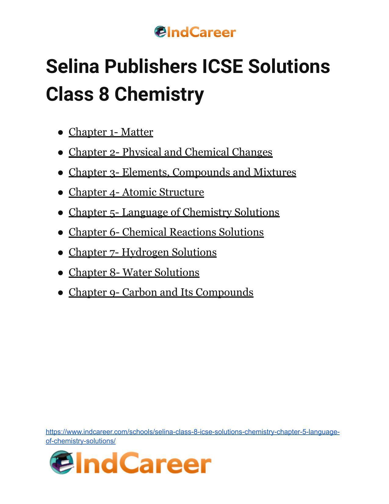 Selina Class 8 ICSE Solutions Chemistry : Chapter 5- Language of ...