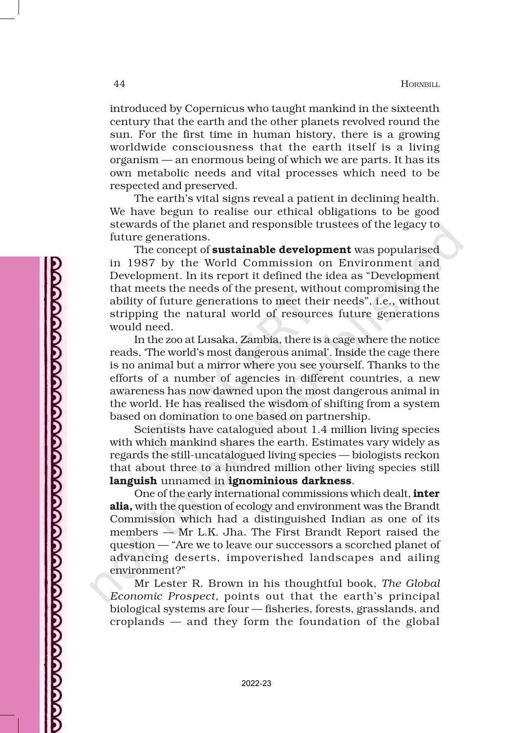 NCERT Book for Class 11 English Chapter 5 The Ailing Planet
