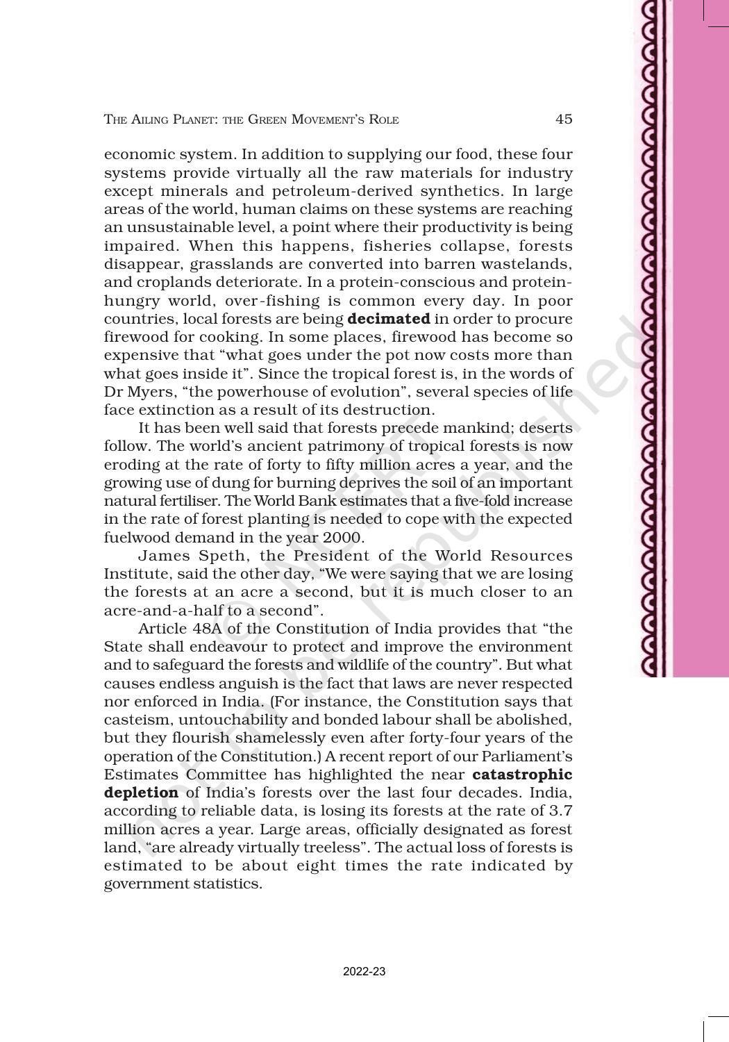 NCERT Book for Class 11 English Chapter 5 The Ailing Planet