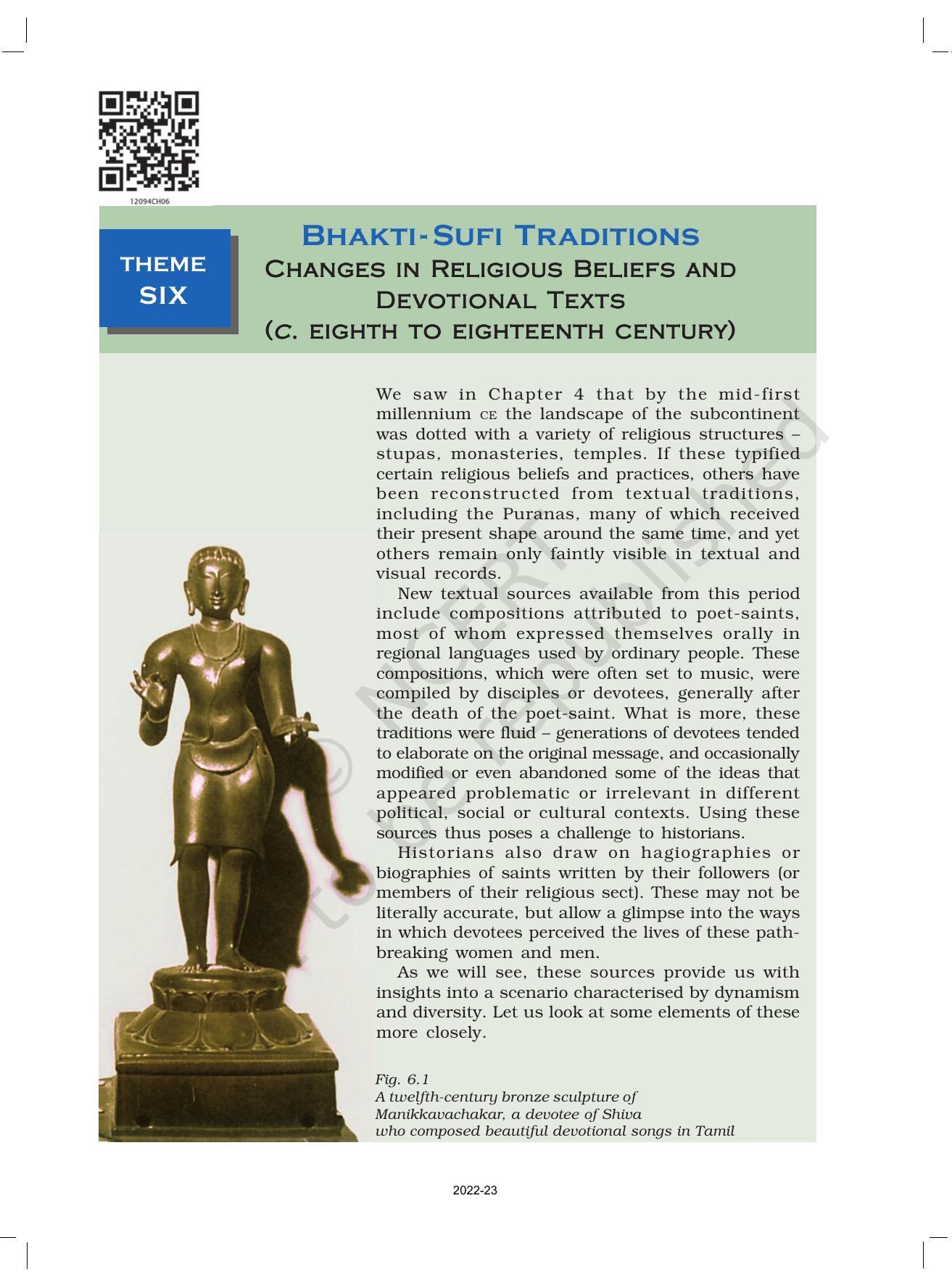 NCERT Book for Class 12 History (Part-II) Chapter 6 Bhakti- Sufi ...