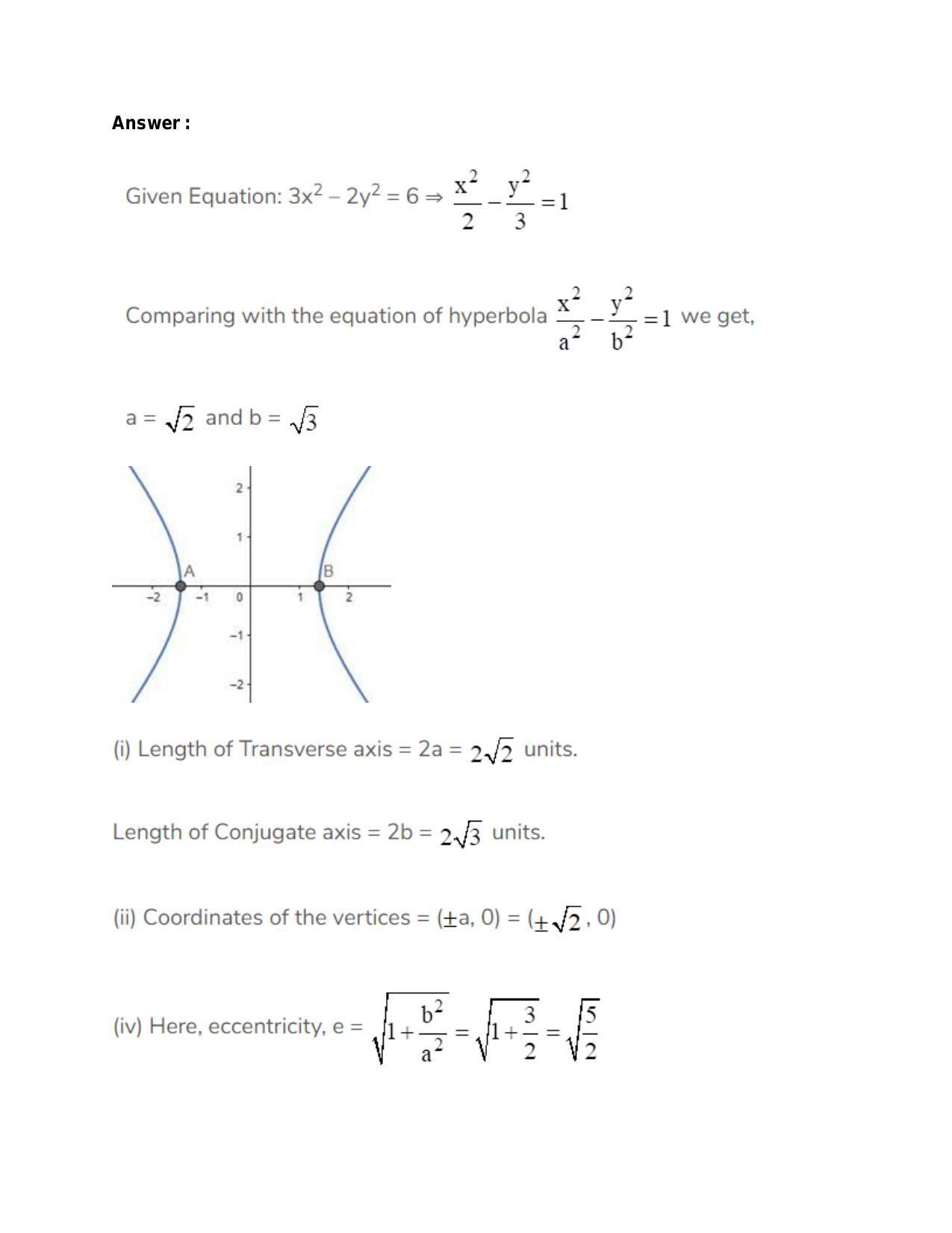 RS Aggarwal Solutions for 11th Class Maths Chapter 24-Hyperbola ...