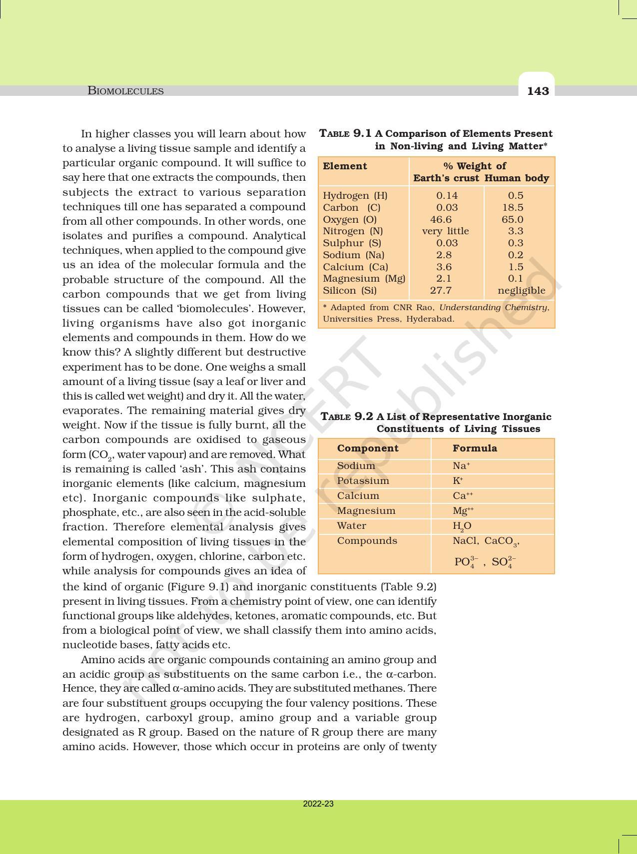 NCERT Book for Class 11 Biology Chapter 9 Biomolecules