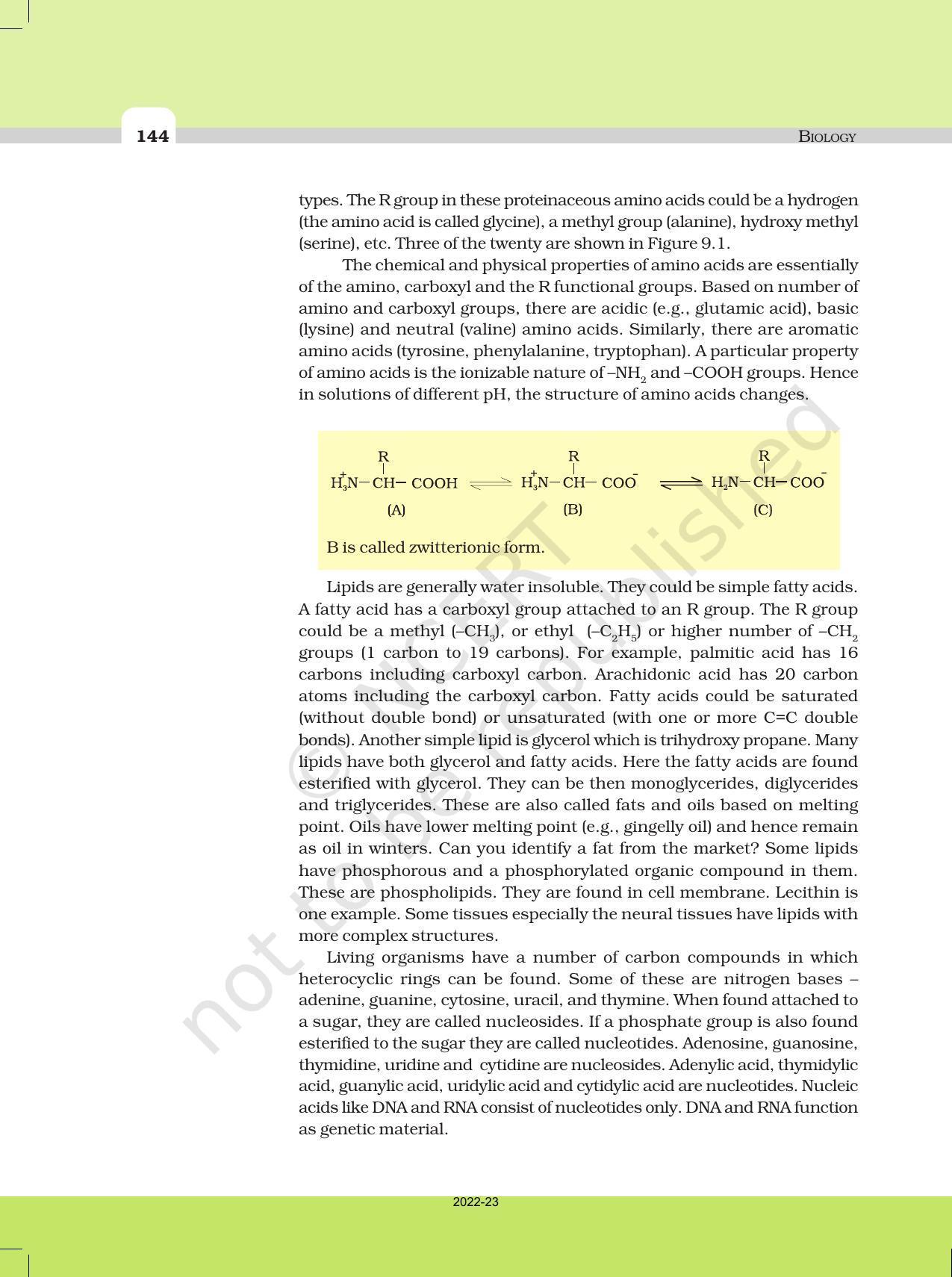 NCERT Book for Class 11 Biology Chapter 9 Biomolecules