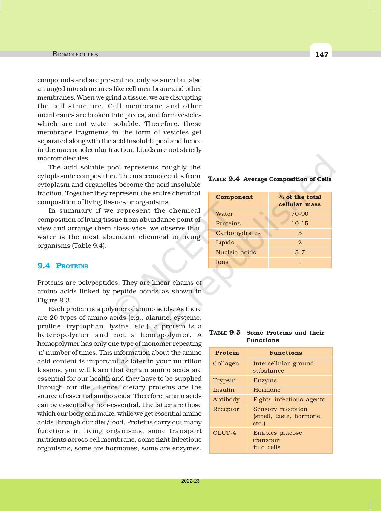 NCERT Book for Class 11 Biology Chapter 9 Biomolecules